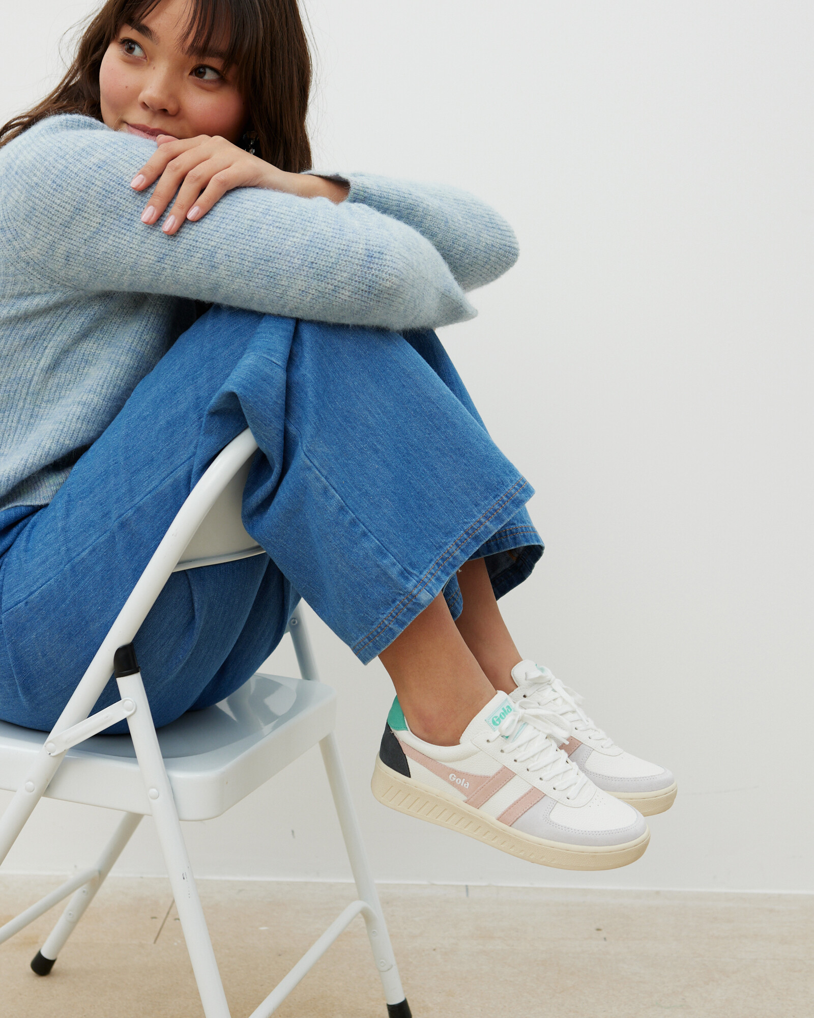 Gola Grandslam Trident Pearl Pink Leather Trainers | Oliver Bonas