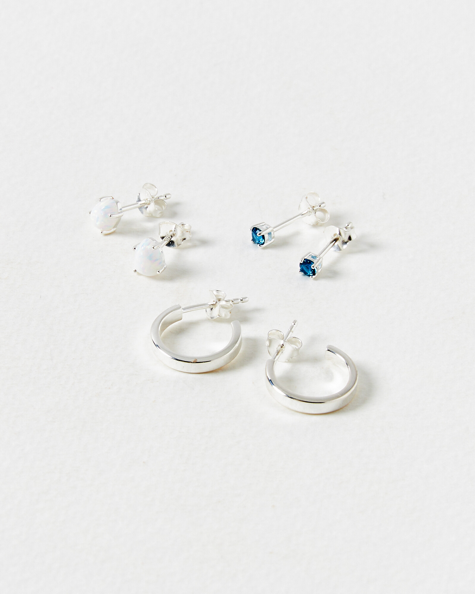 Rita Opalite Stud & Hoop Silver Earring Set | Oliver Bonas