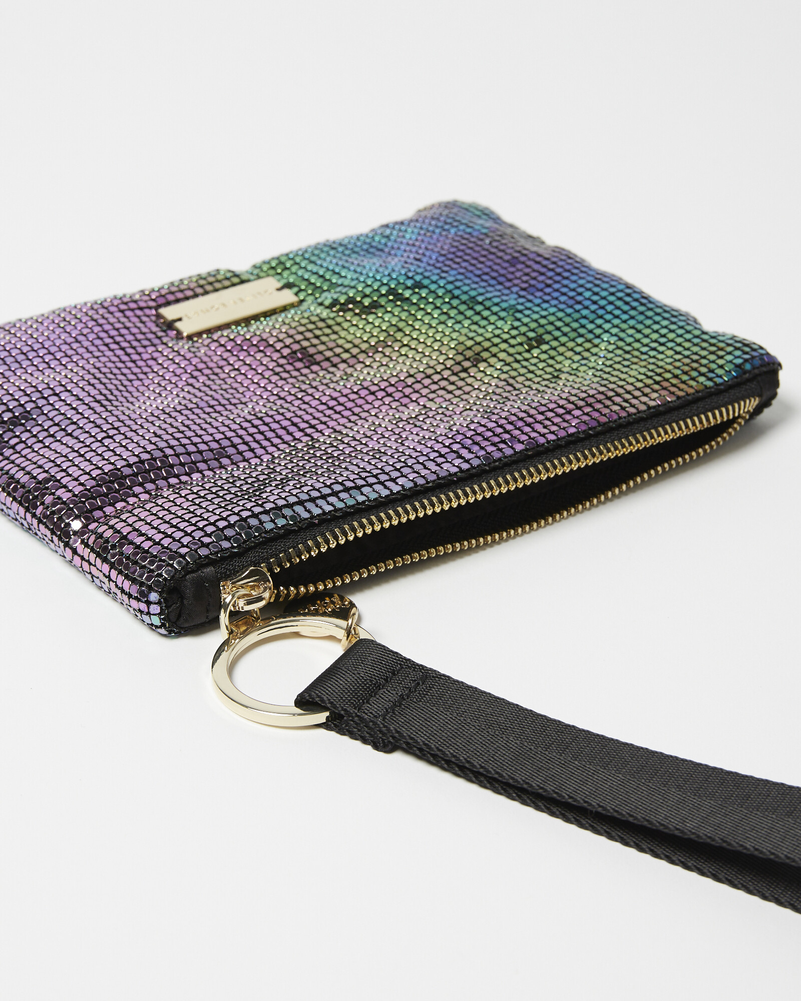 Chainmail Green Metallic Zipped Pouch | Oliver Bonas