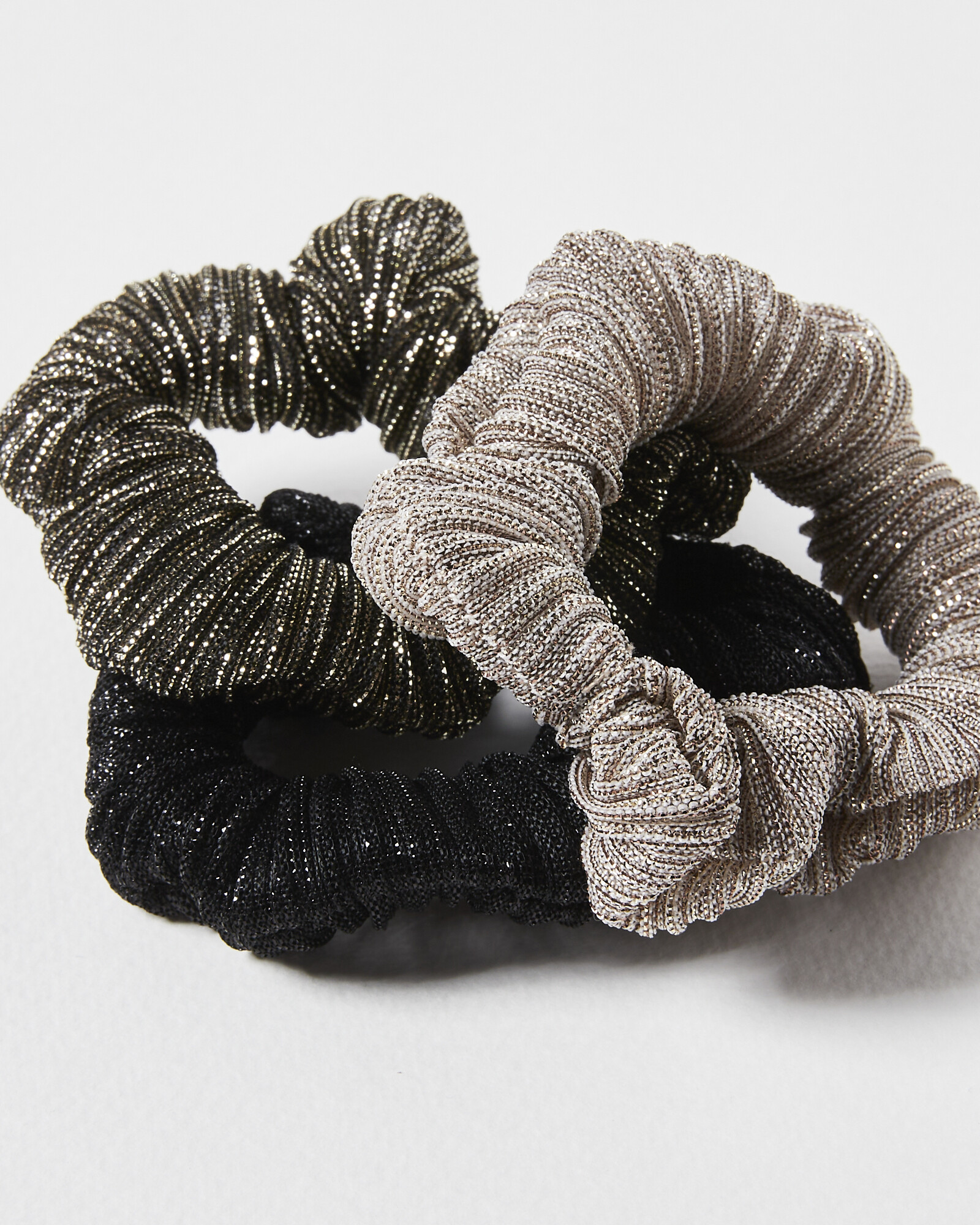 Laurel Shimmer Ruched Hair Scrunchies Pack of Three | Oliver Bonas