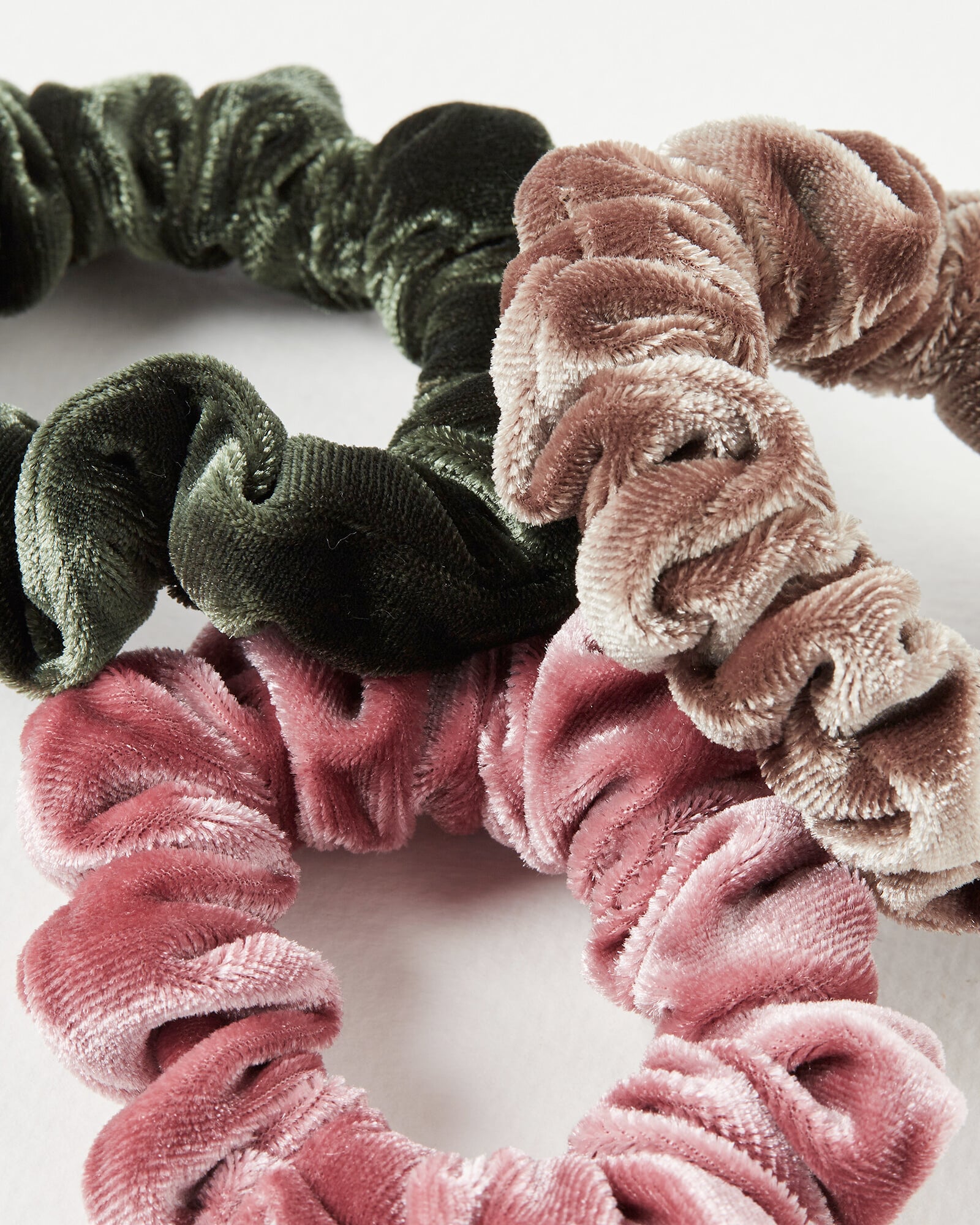 Jolee Velvet Mini Hair Scrunchies Pack of Three | Oliver Bonas