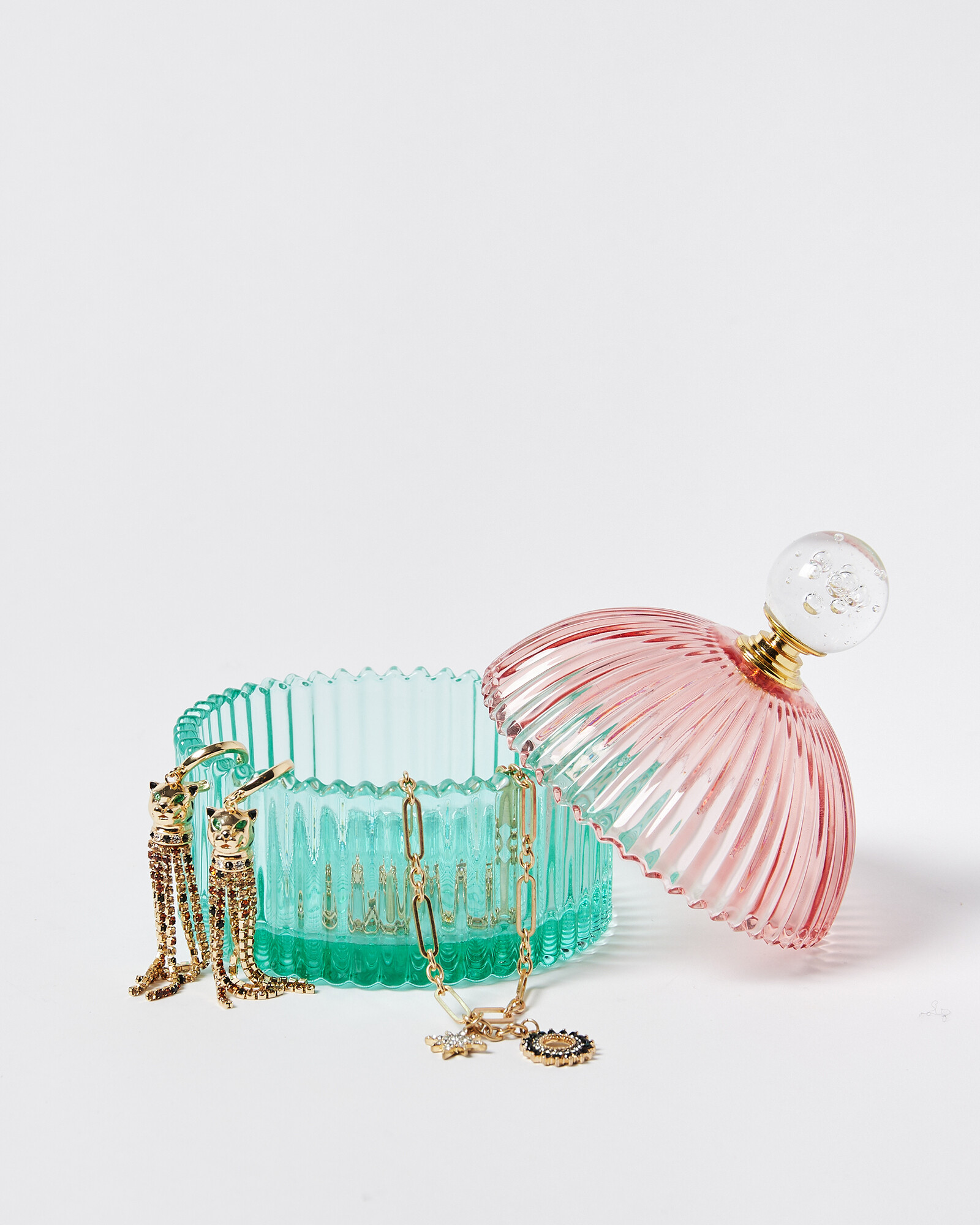 Bubble Top Ribbed Glass Storage Pot | Oliver Bonas