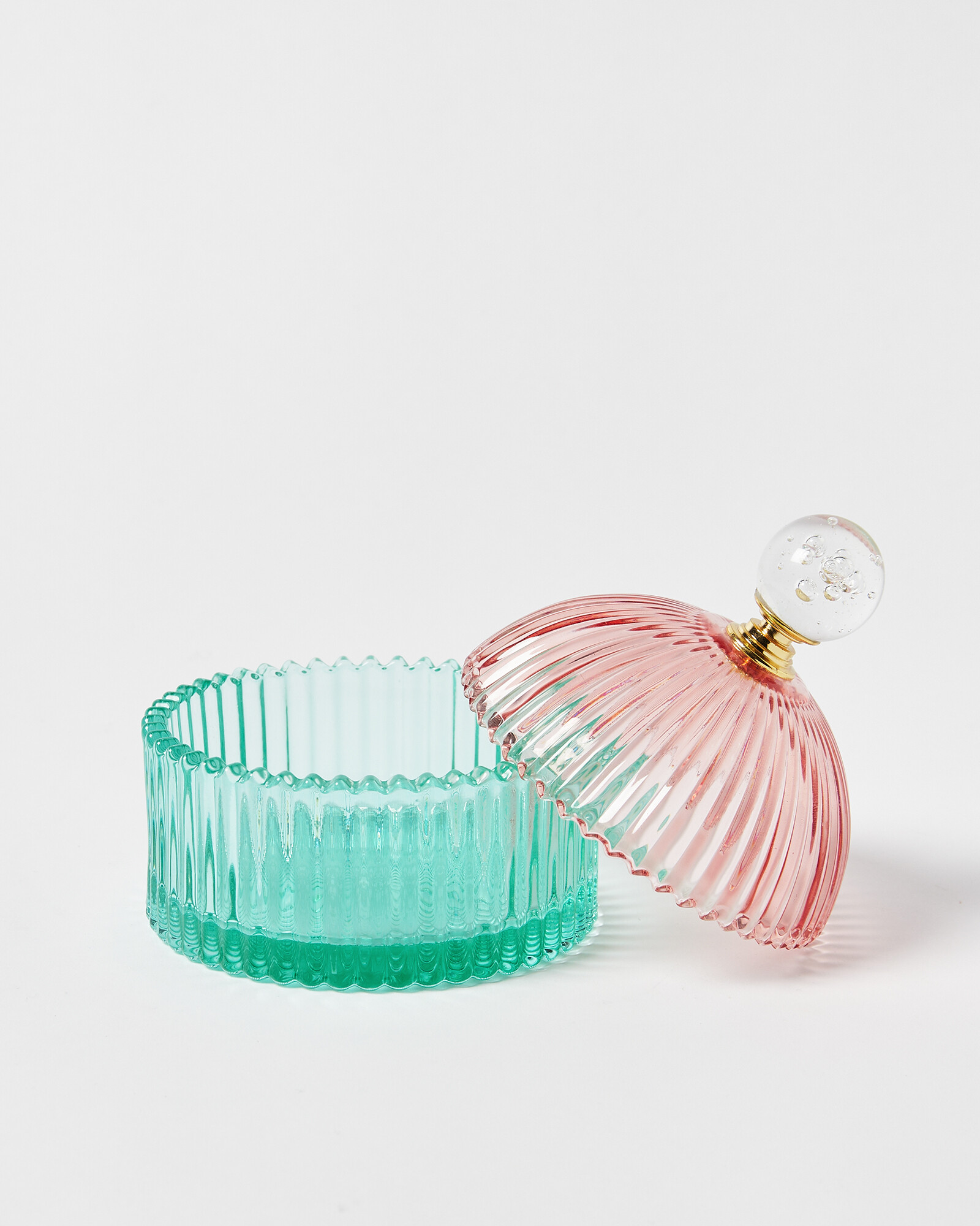 Bubble Top Ribbed Glass Trinket Box | Oliver Bonas