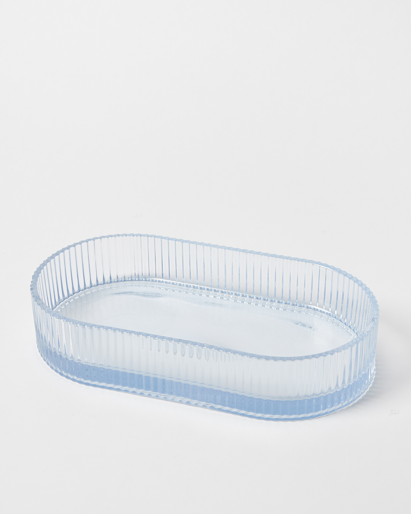 Fluted Glass Blue Storage Tray | Oliver Bonas