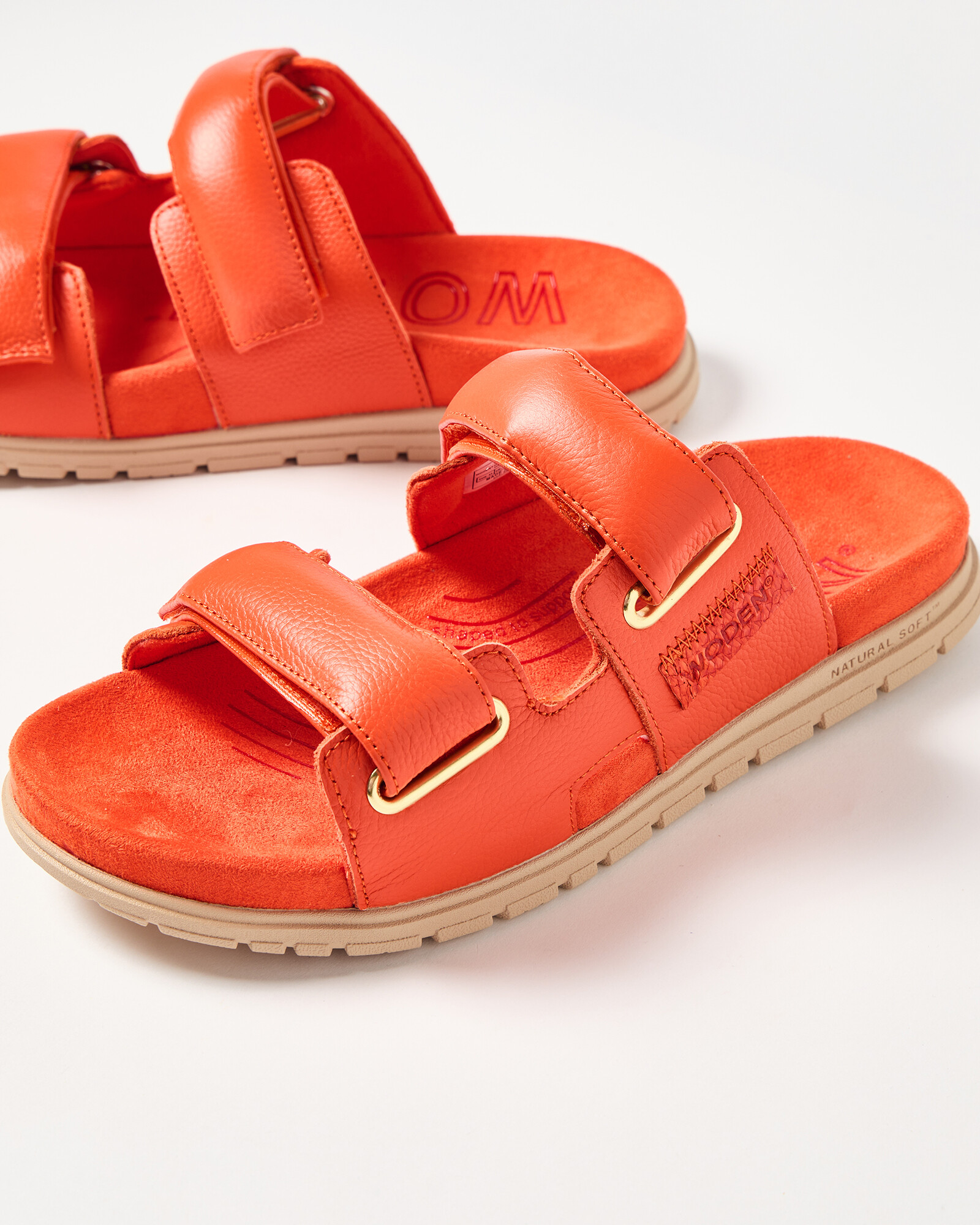Woden Lisa Tiger Orange Leather Sandals | Oliver Bonas