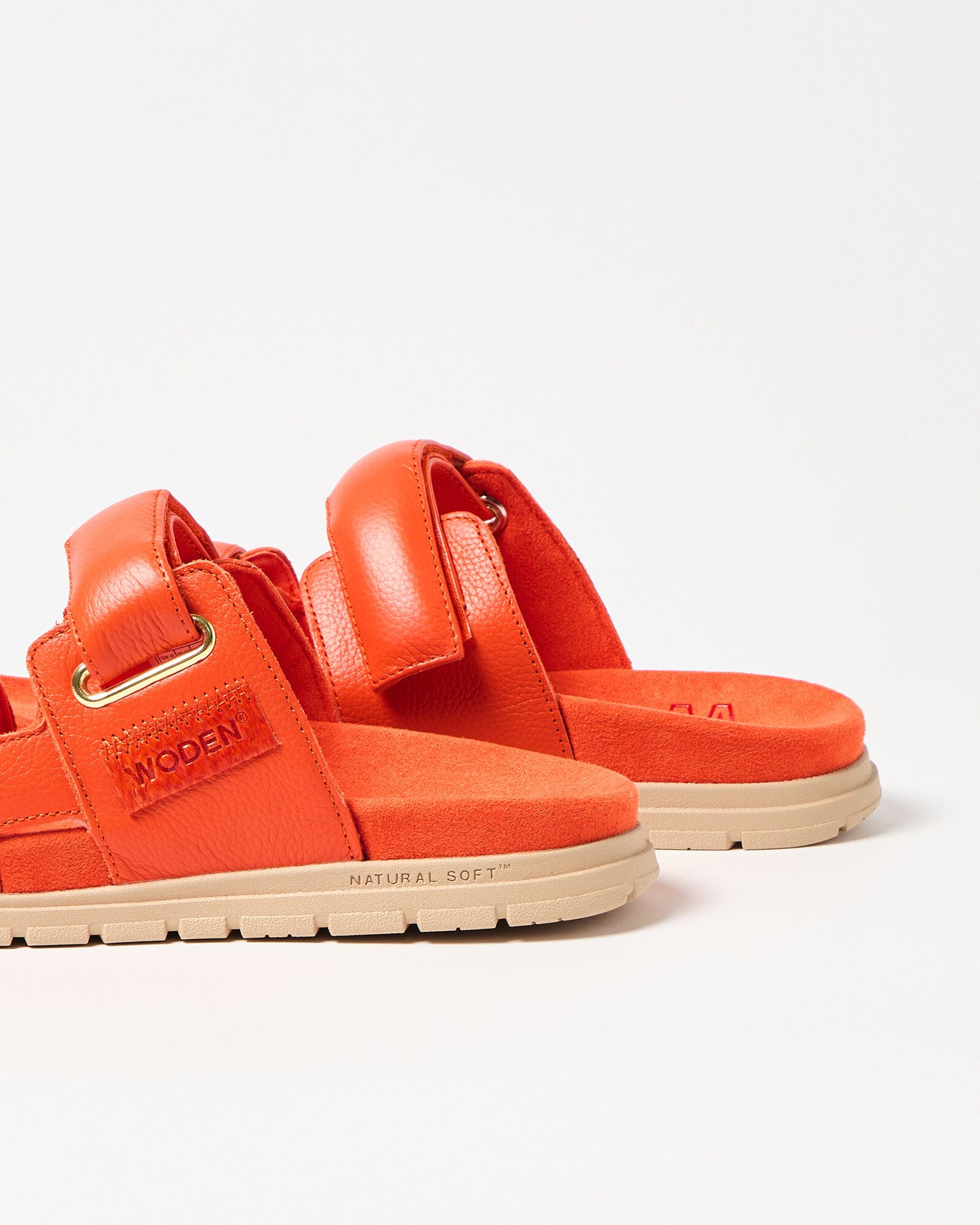 Woden Lisa Tiger Orange Leather Sandals | Oliver Bonas