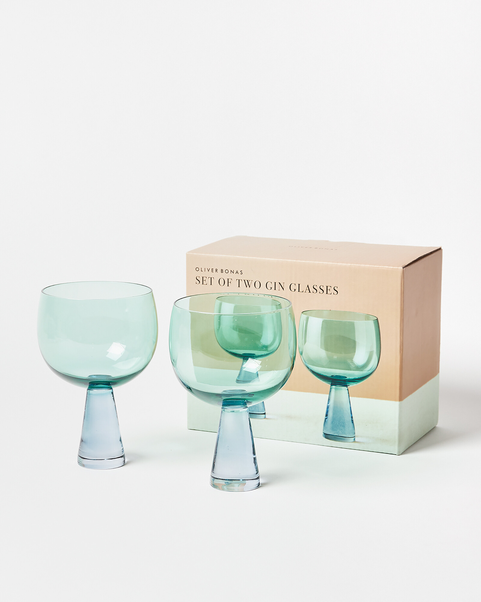 Yara Sculptural Green Gin Glasses Set of Two | Oliver Bonas