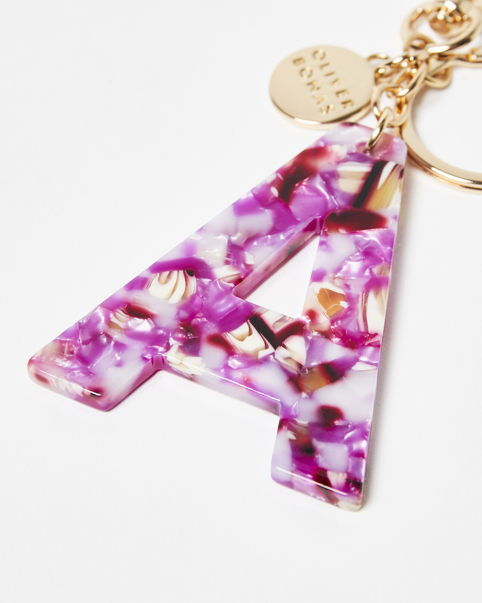 Alphabet Pink Faux Tortoiseshell Initial Keyring | Oliver Bonas