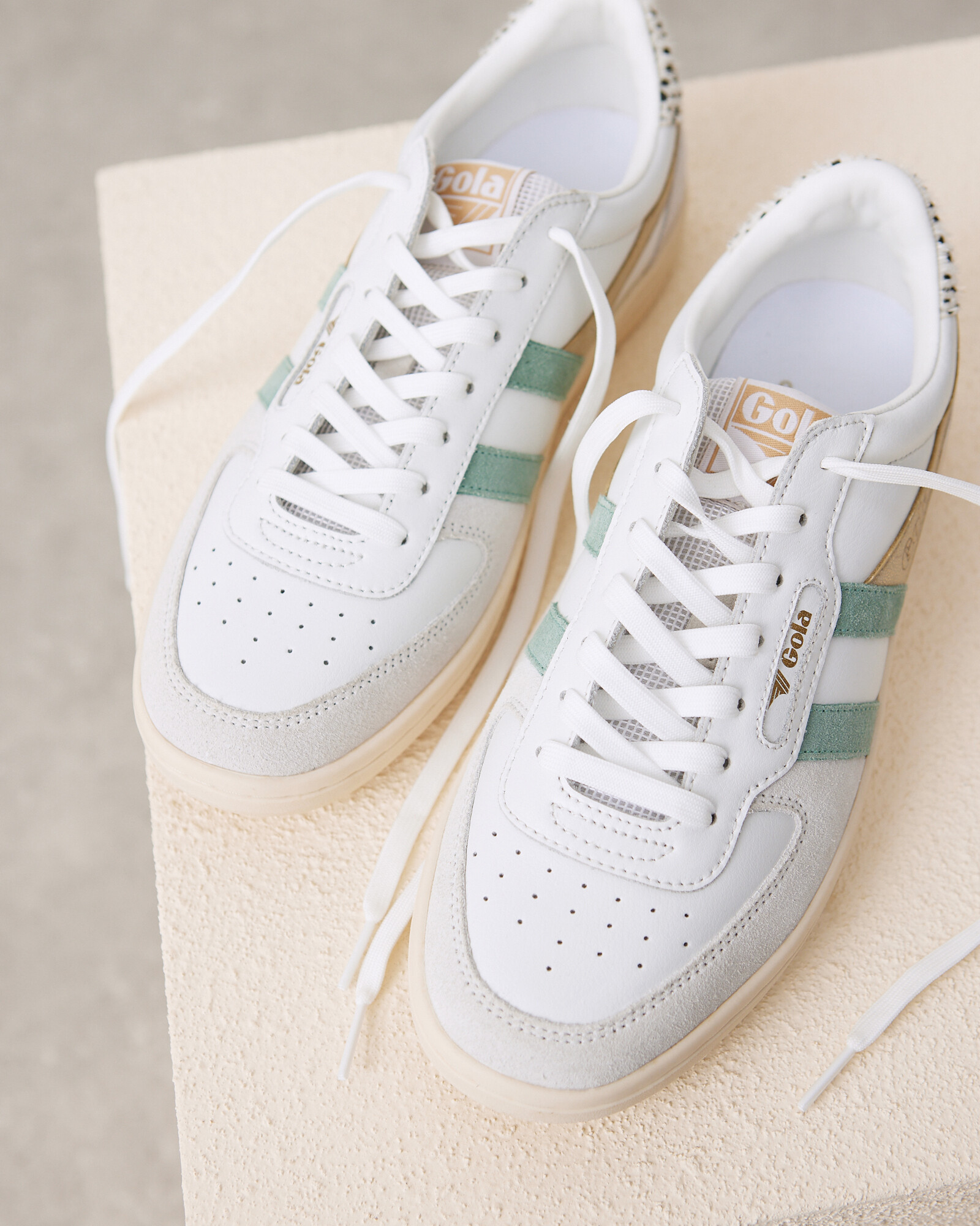 Gola x OB Exclusive Hawk White Spotty Animal Print Trainers | Oliver Bonas