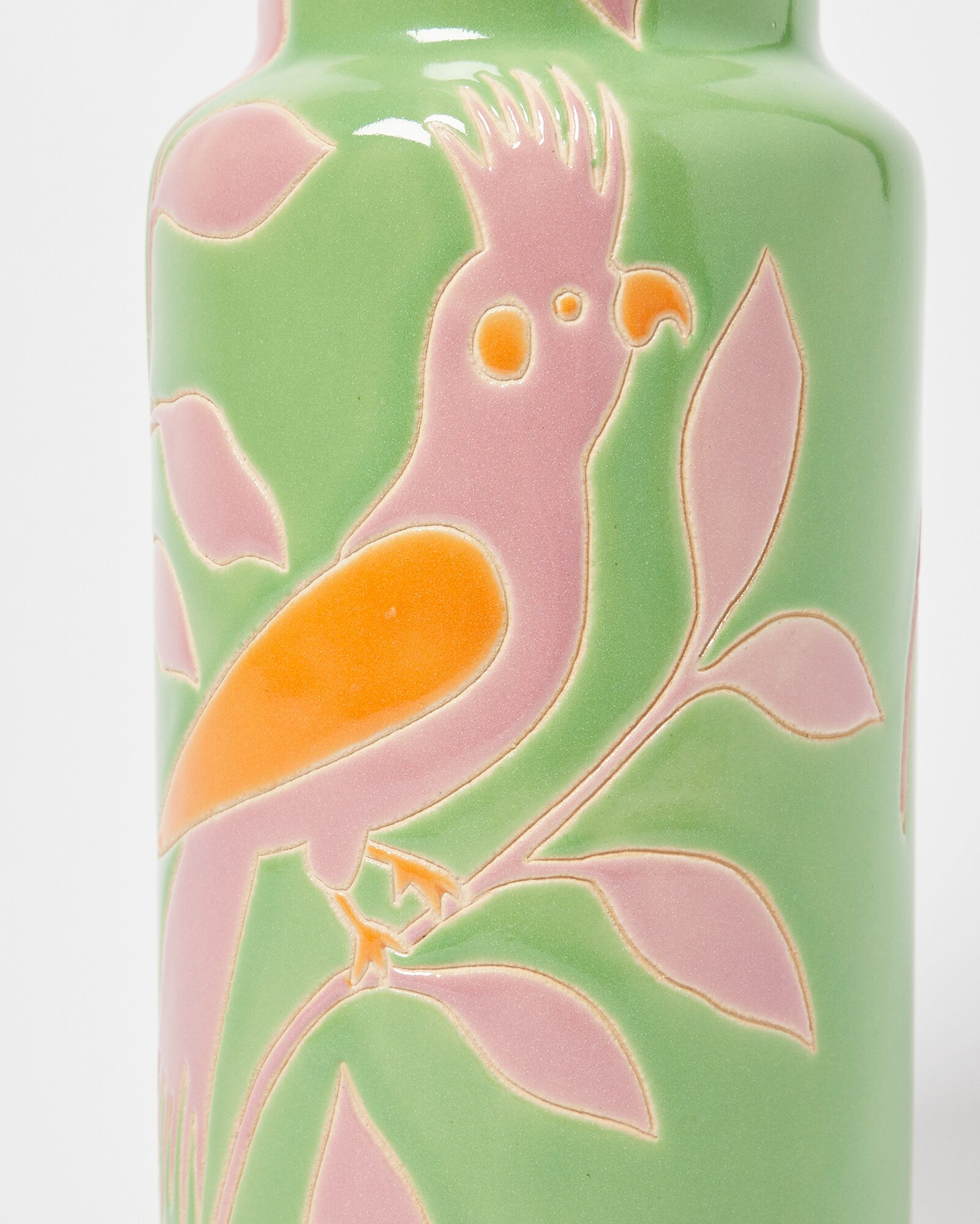 Fulo Bird Green Ceramic Vase | Oliver Bonas