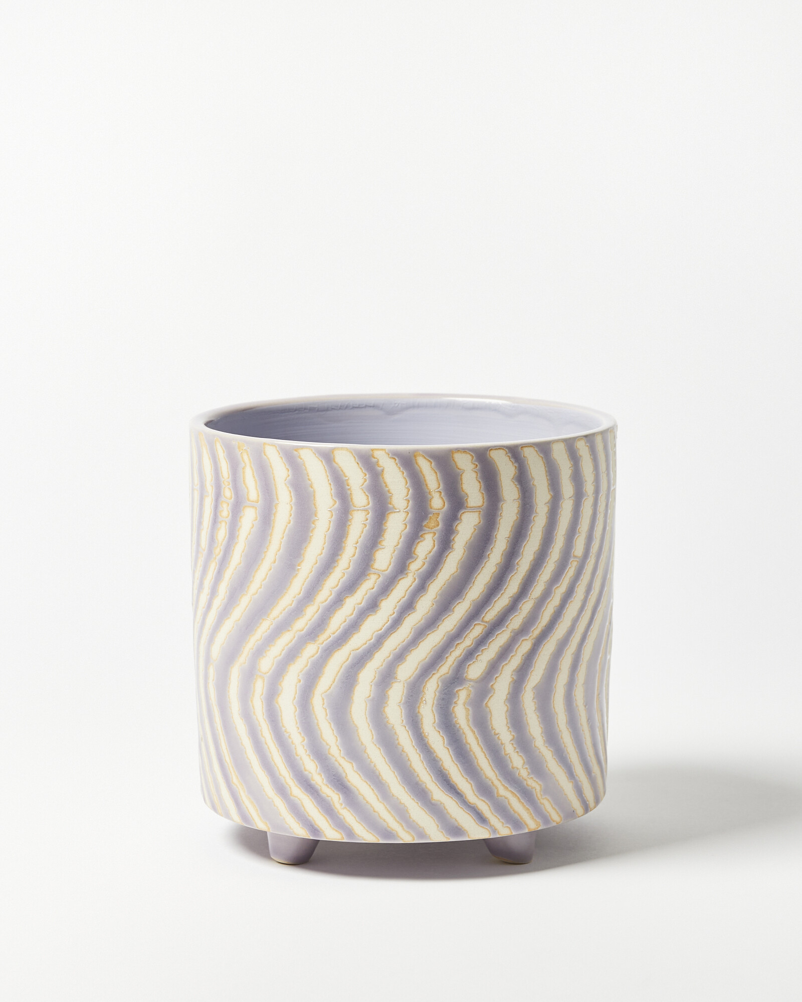 Kuori Purple Wavy Ceramic Plant Pot Large | Oliver Bonas