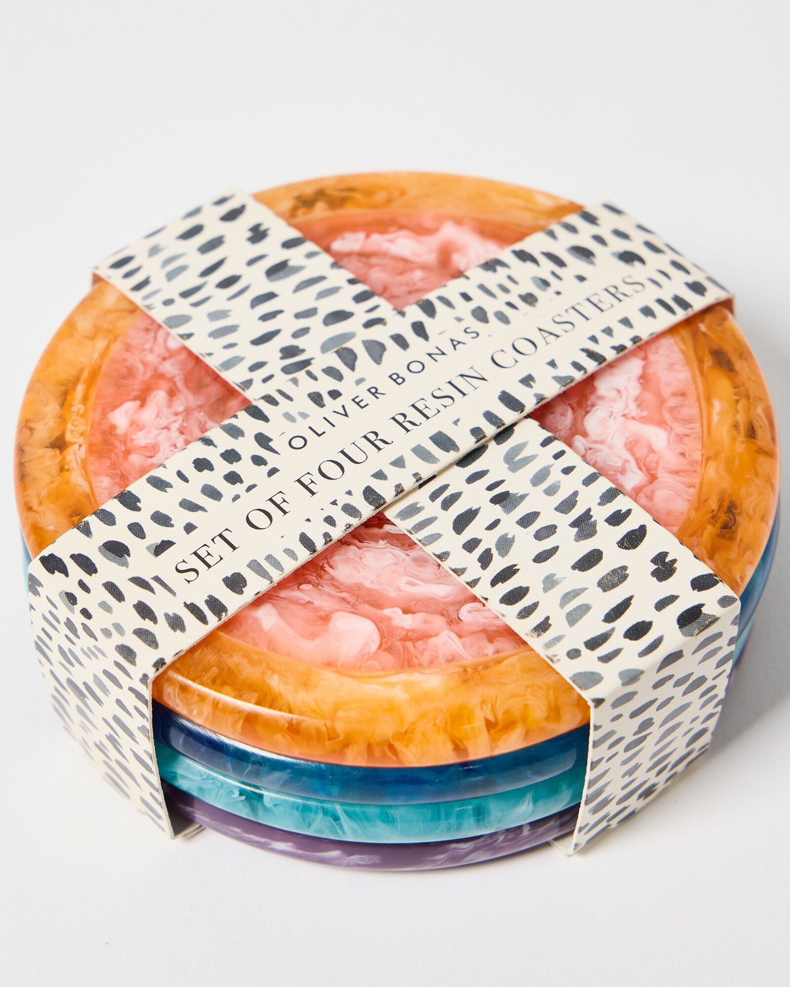 Rayos Marbled Resin Coasters Set of Four | Oliver Bonas