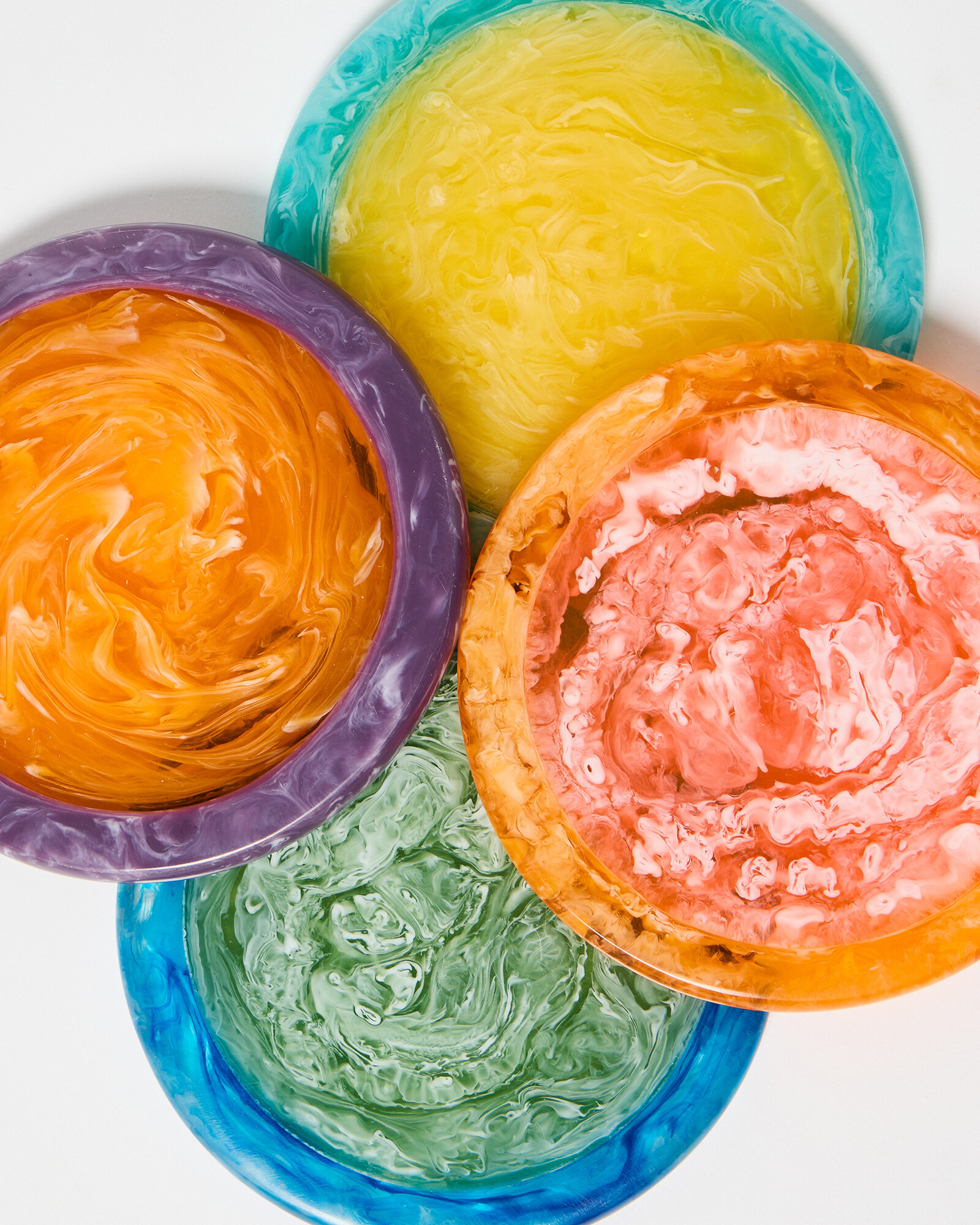 Rayos Marbled Resin Coasters Set of Four | Oliver Bonas