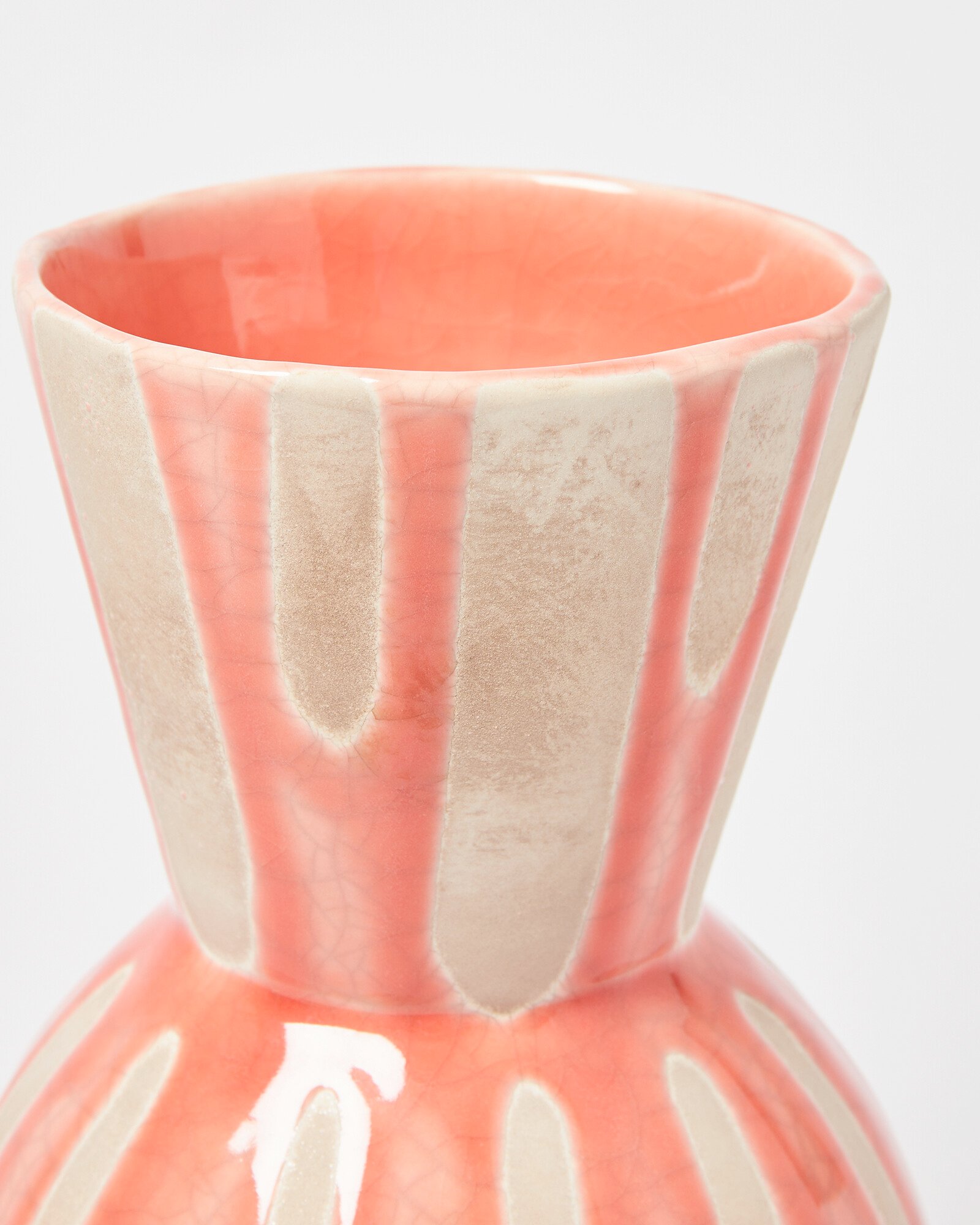 Kairi Pink Stripe Ceramic Vase | Oliver Bonas