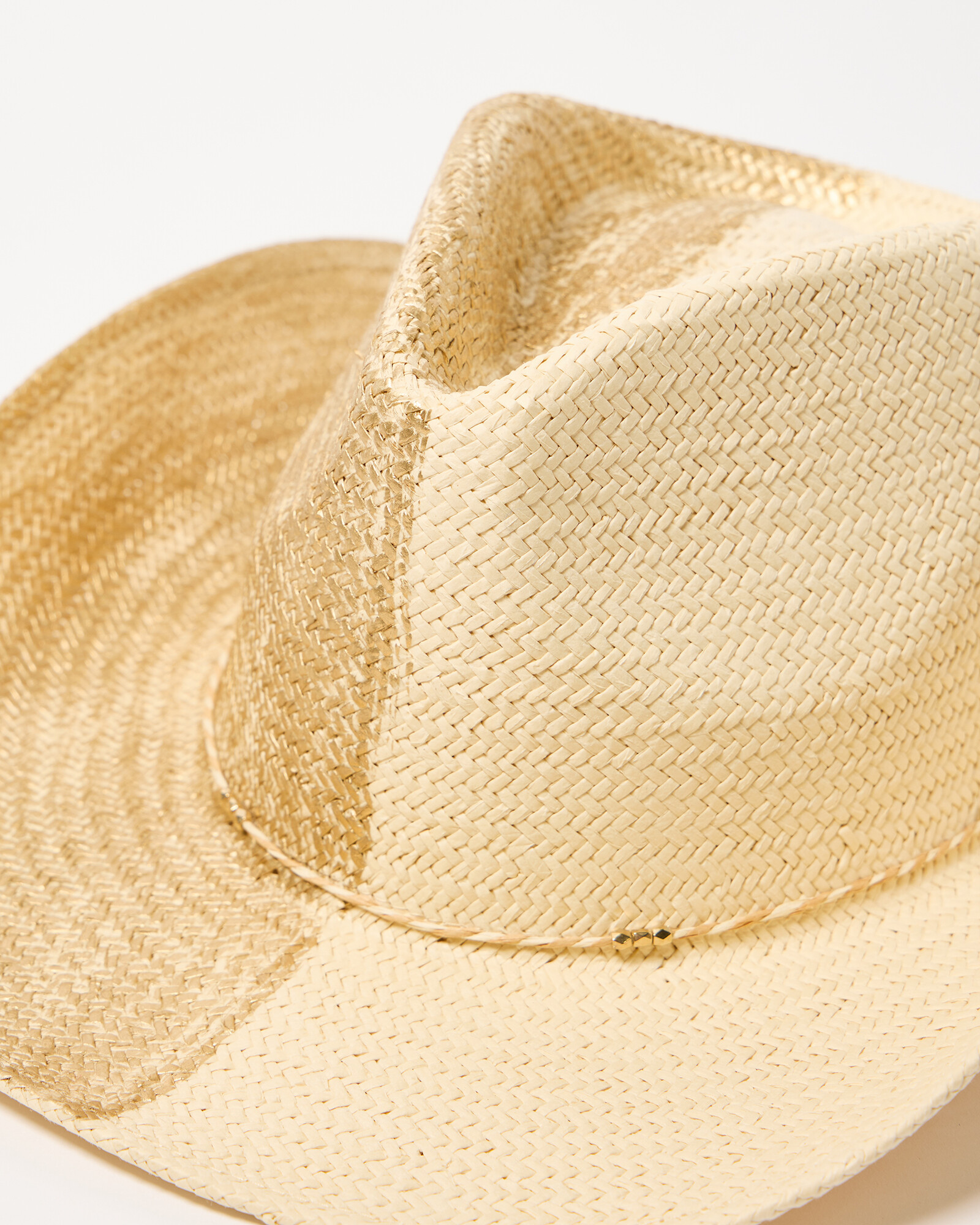 Gold Metallic Natural Cowboy Hat | Oliver Bonas