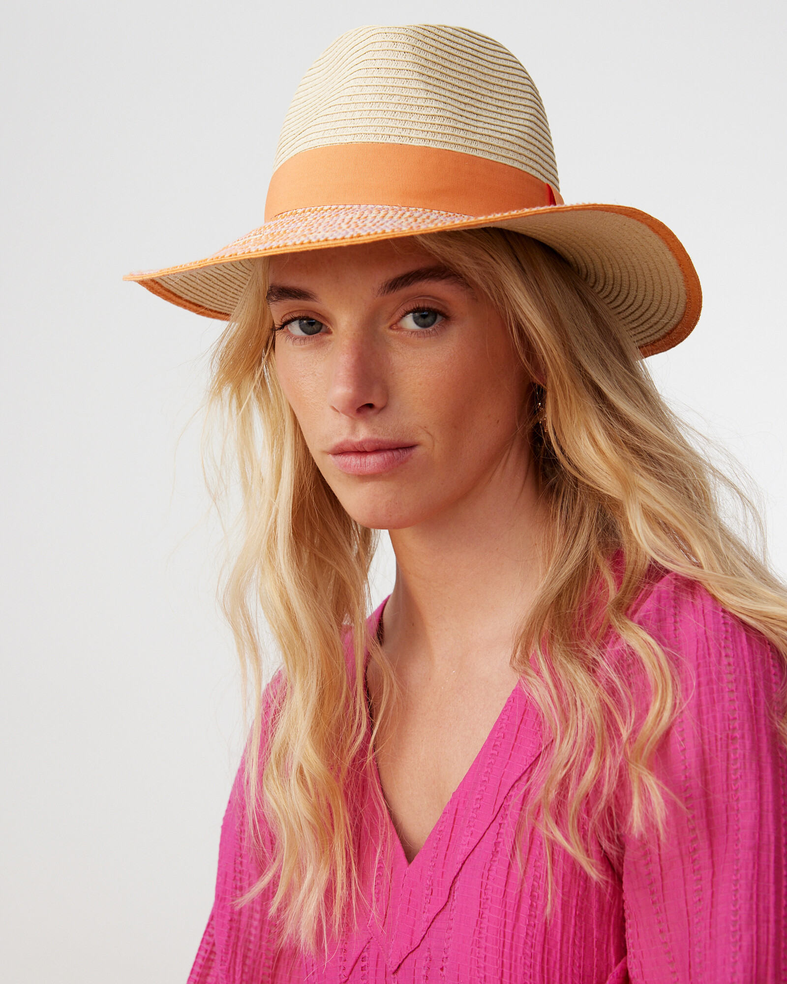 Orange & Natural Twist Bow Fedora Hat | Oliver Bonas