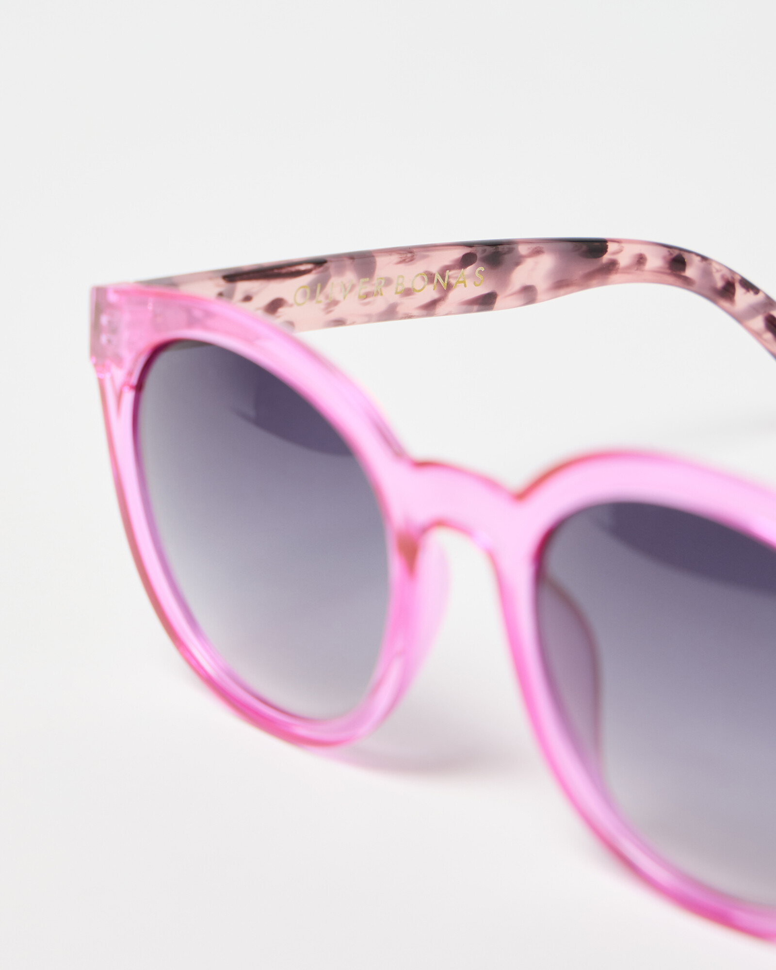 Pink & Faux Tortoiseshell Round Preppy Sunglasses | Oliver Bonas