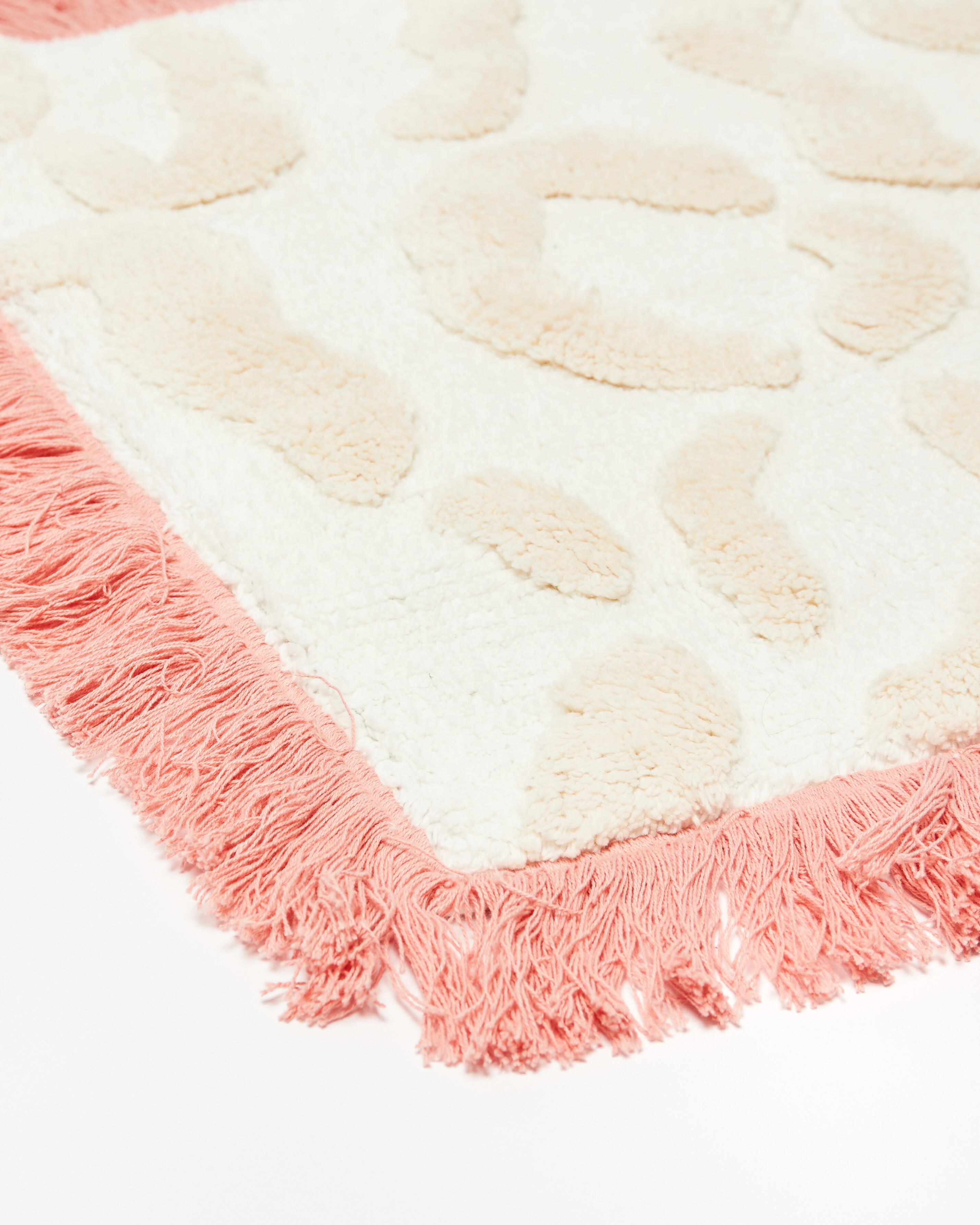 Leopard White Fringed Rectangular Bath Mat | Oliver Bonas