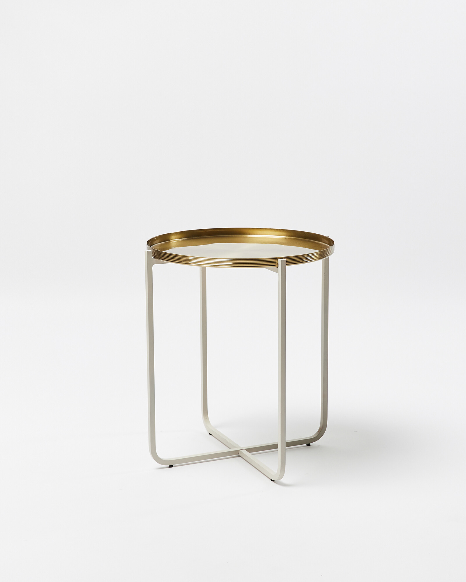 Iggy Gold & Cream Metal Side Table | Oliver Bonas
