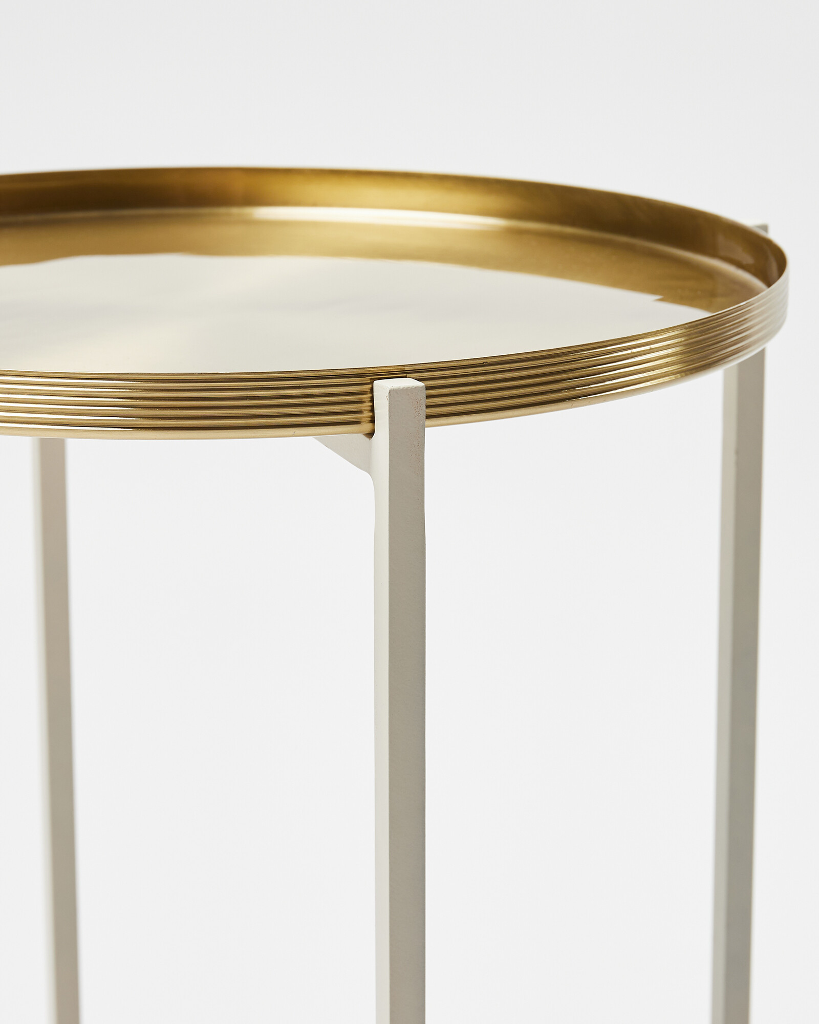 Iggy Gold & Cream Metal Side Table | Oliver Bonas