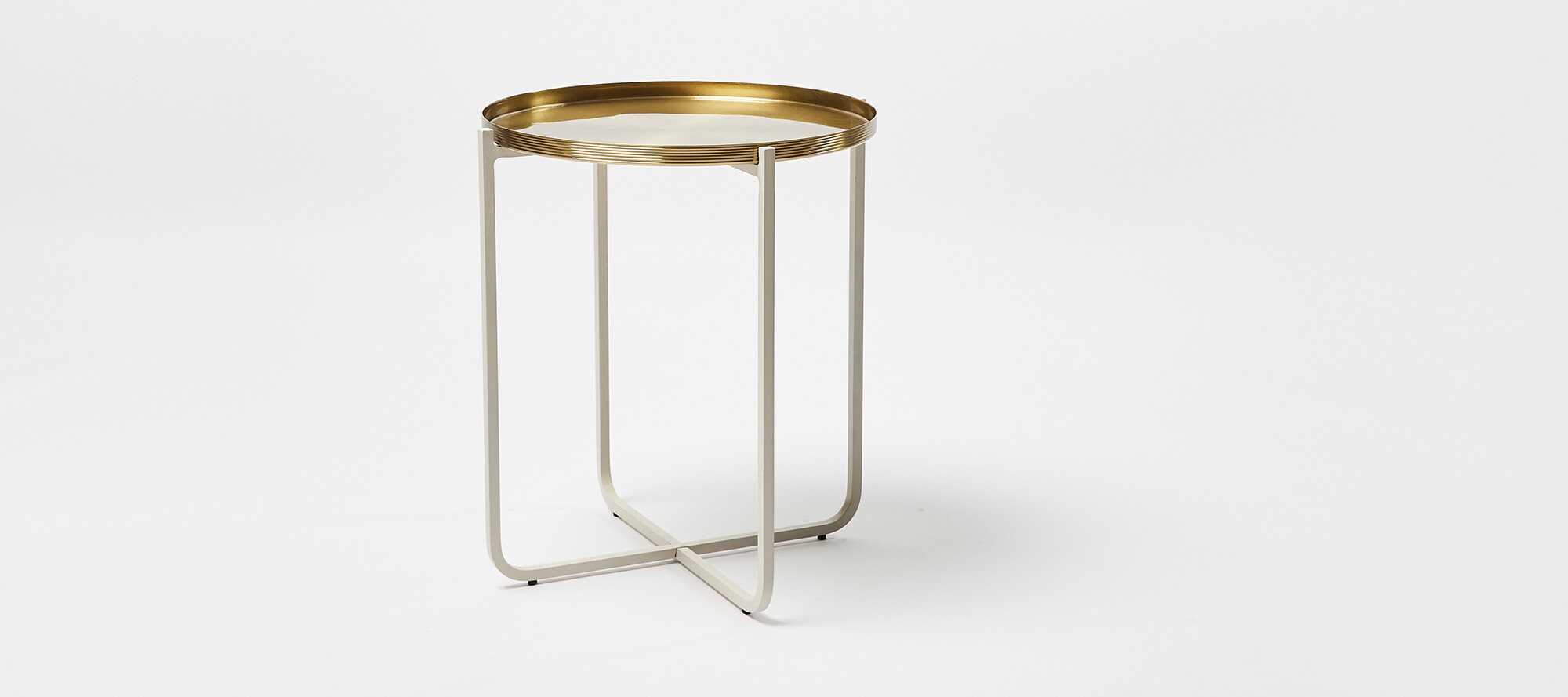 Iggy Gold & Cream Metal Side Table | Oliver Bonas