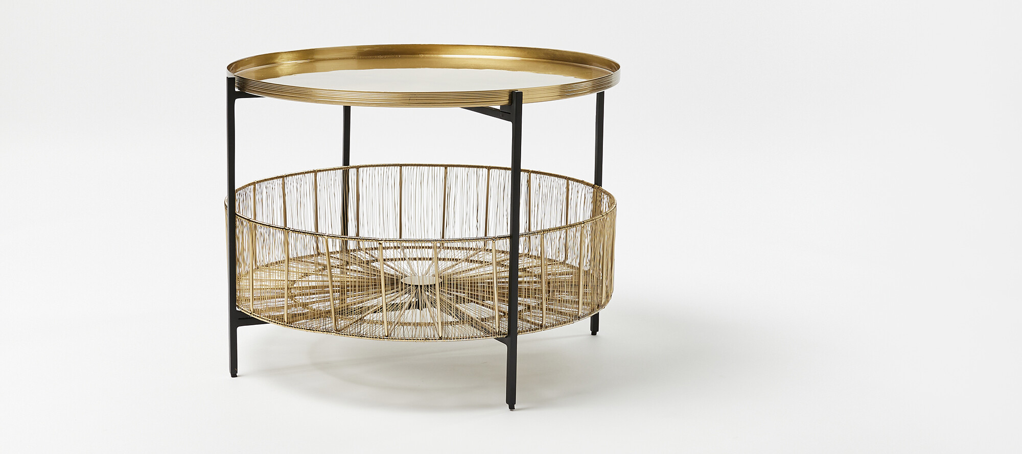 Iggy Gold Metal Storage Coffee Table | Oliver Bonas