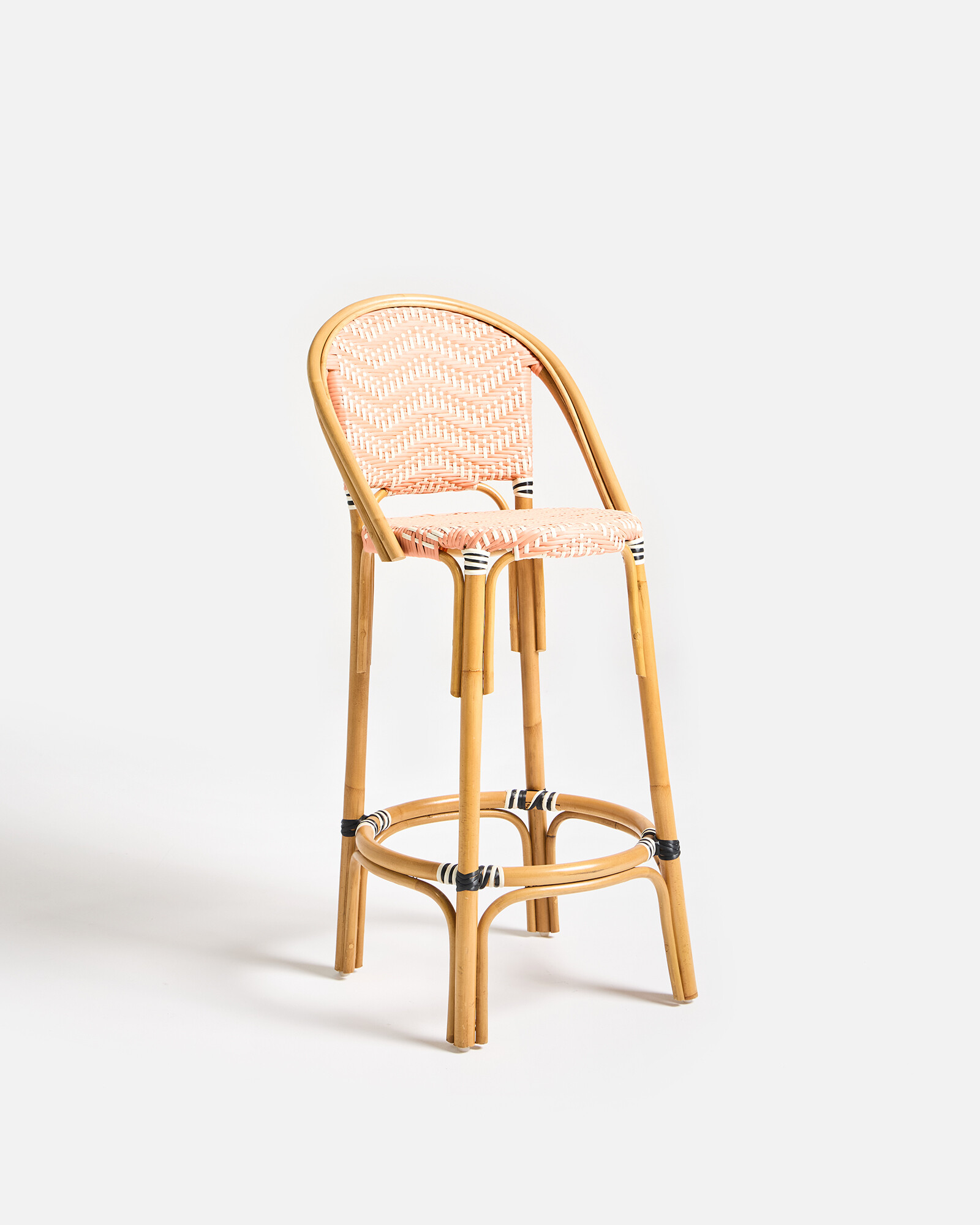 Bistro Pink Rattan Bar Stool | Oliver Bonas