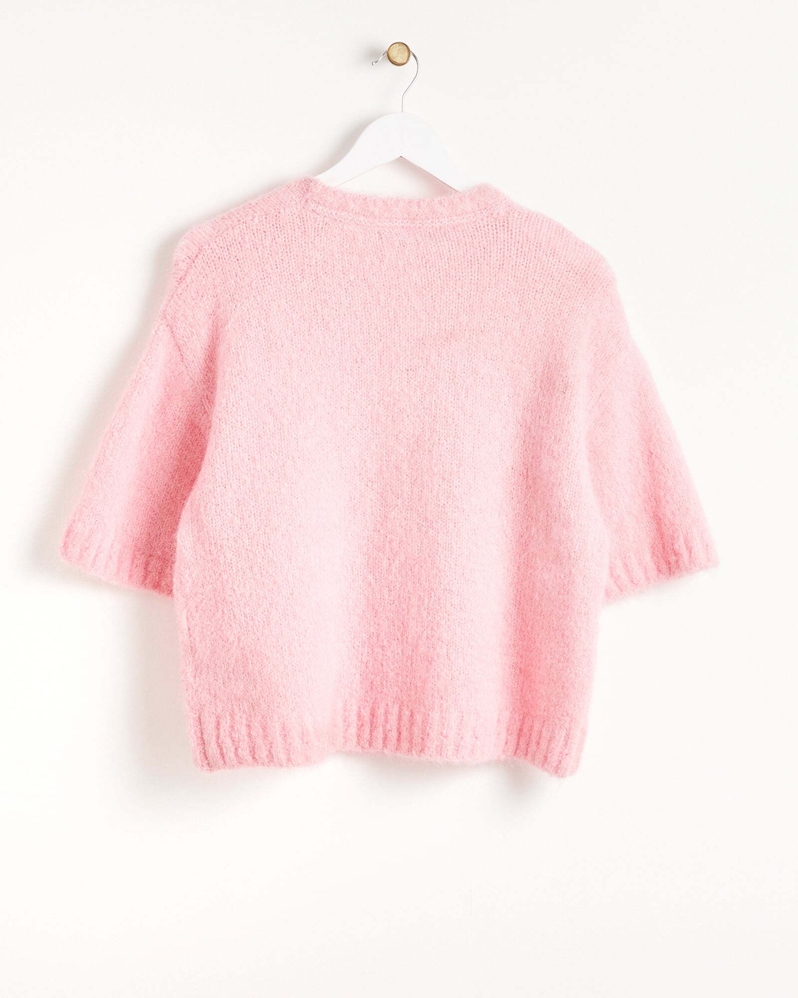 Fluffy Pink Knitted Shell Top | Oliver Bonas