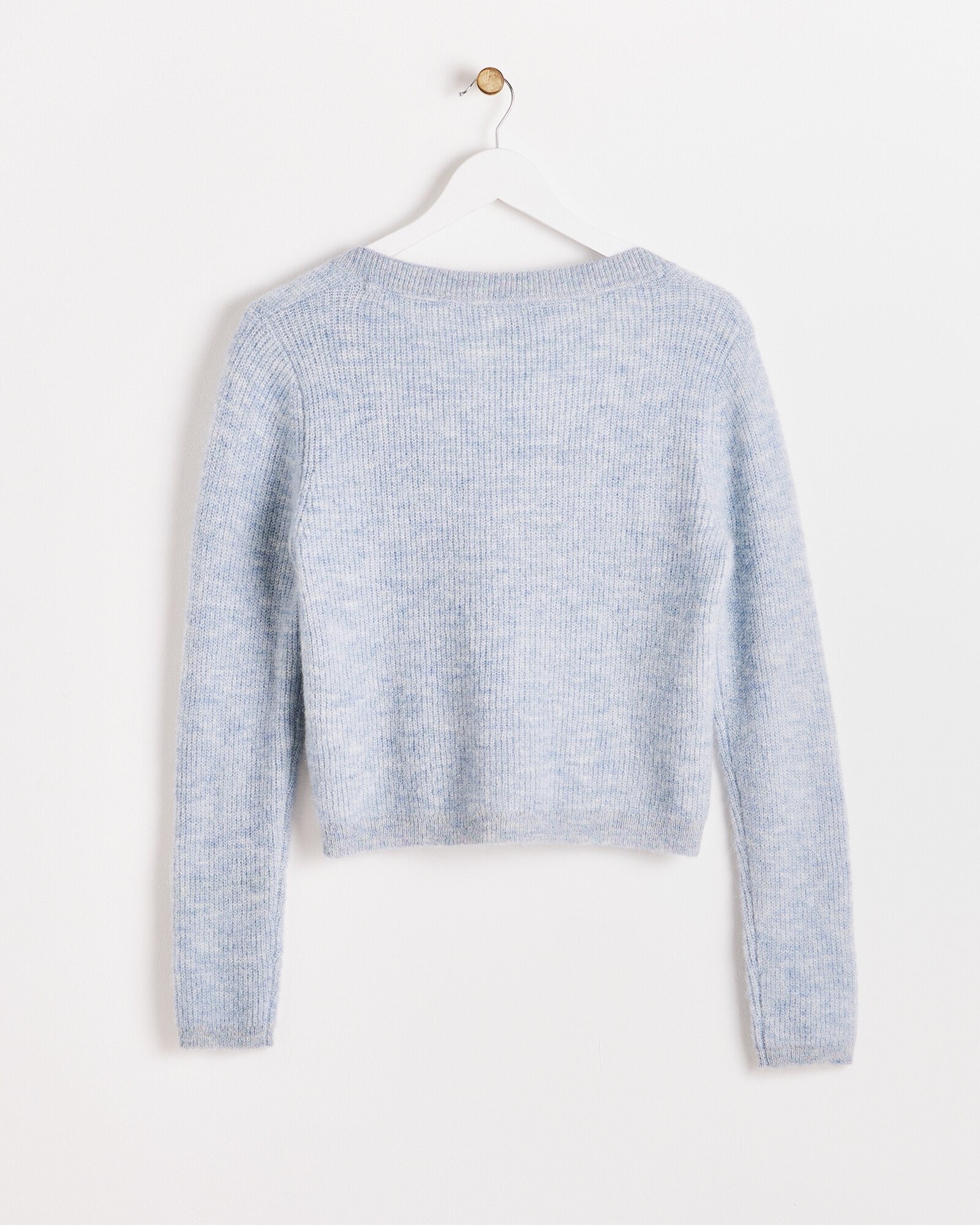 Square Neck Blue Knitted Cardigan | Oliver Bonas