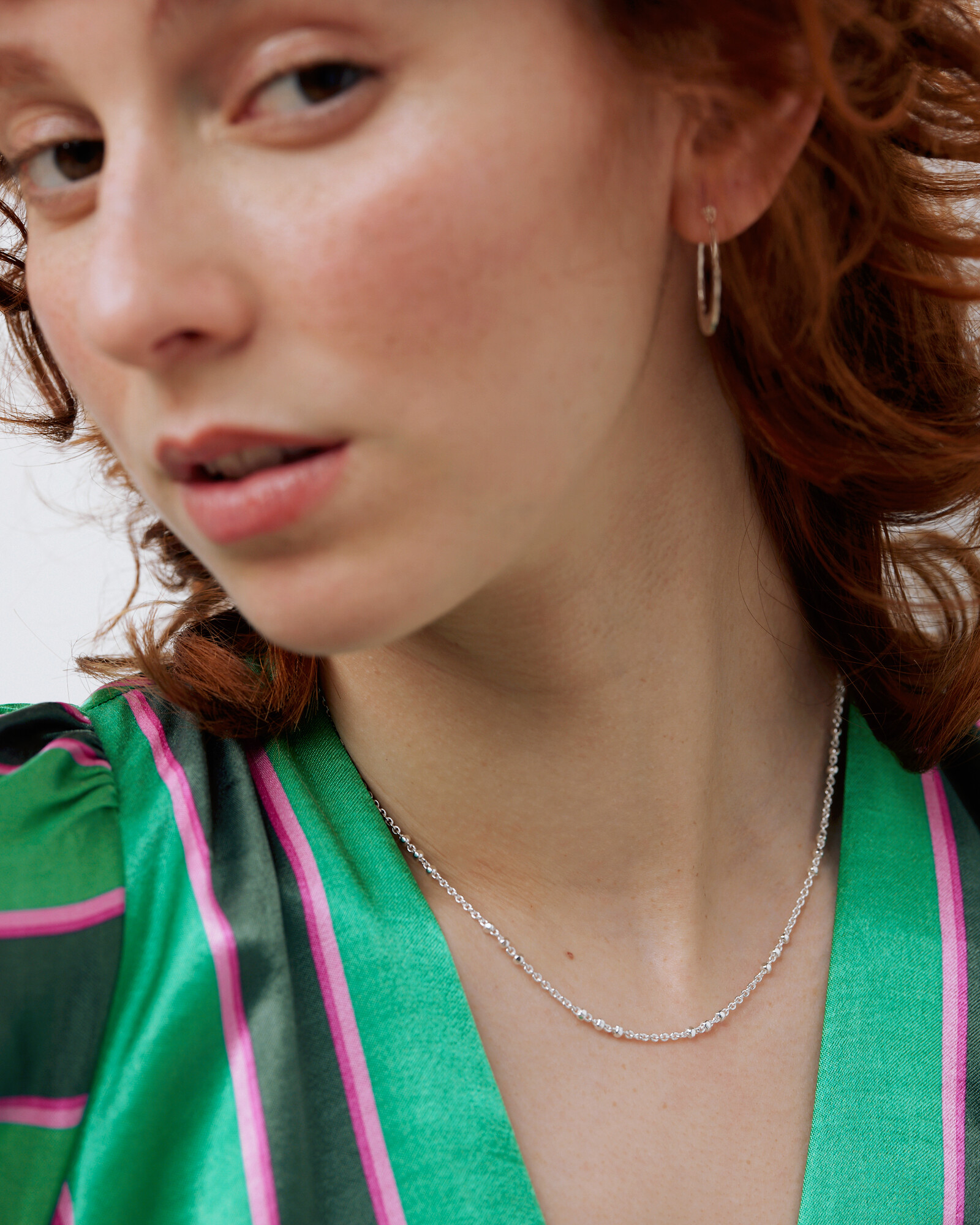 Dalis Bead Silver Chain Necklace | Oliver Bonas