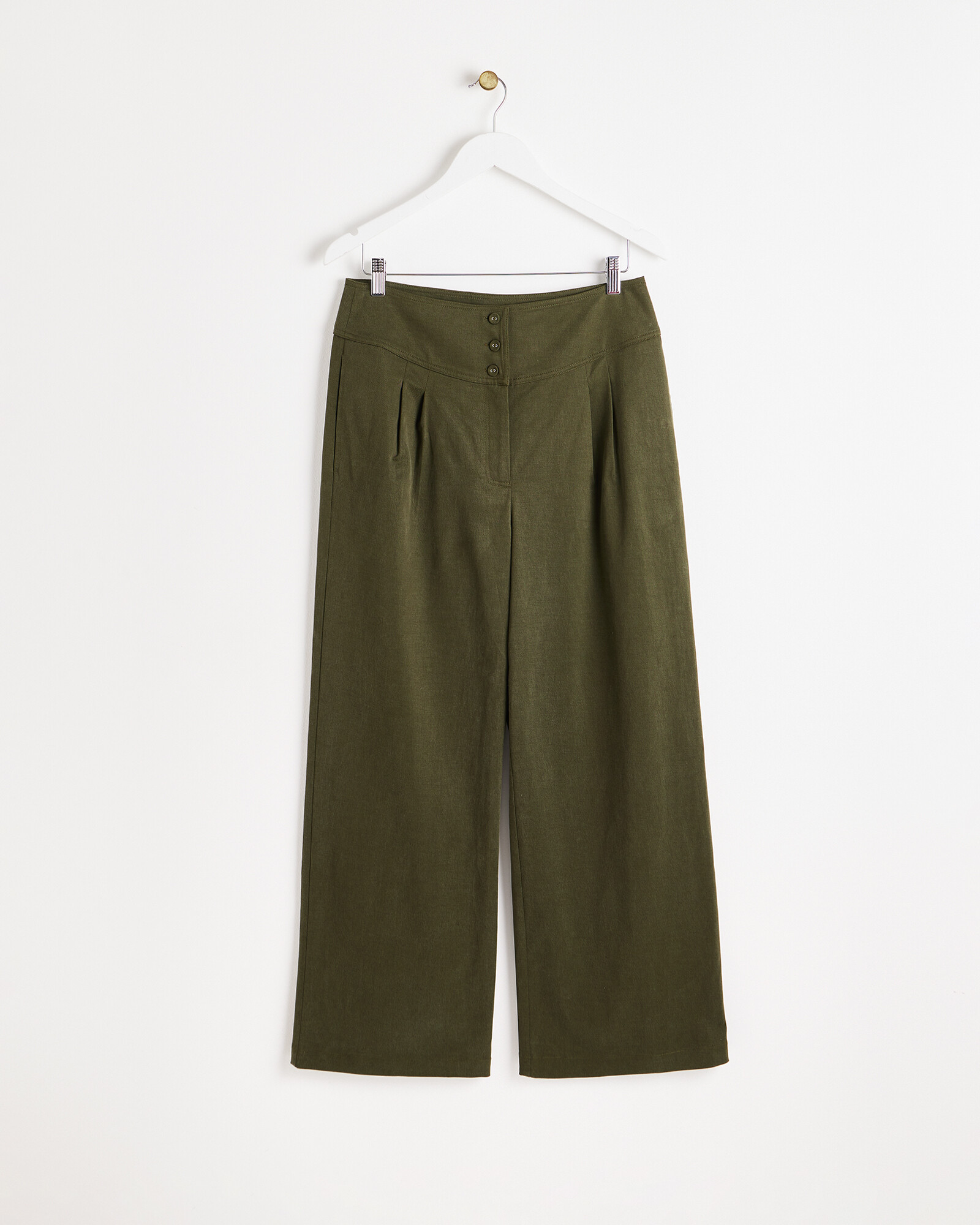 Khaki Green Basque Wide Leg Trousers | Oliver Bonas