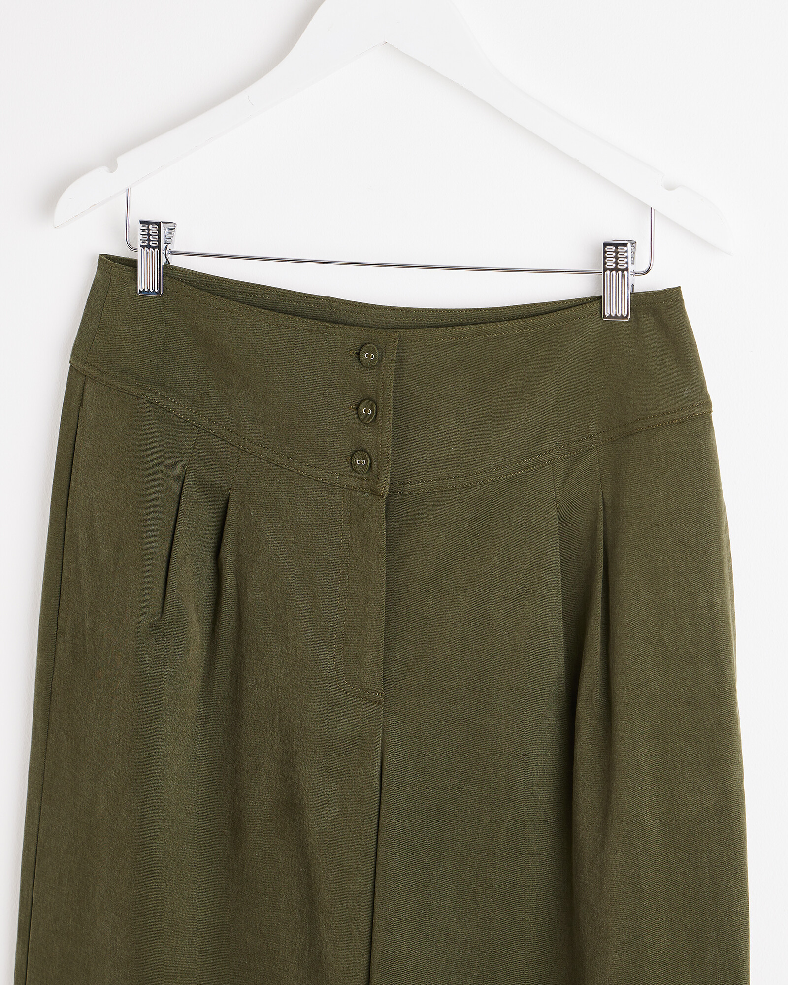 Khaki Green Basque Wide Leg Trousers | Oliver Bonas