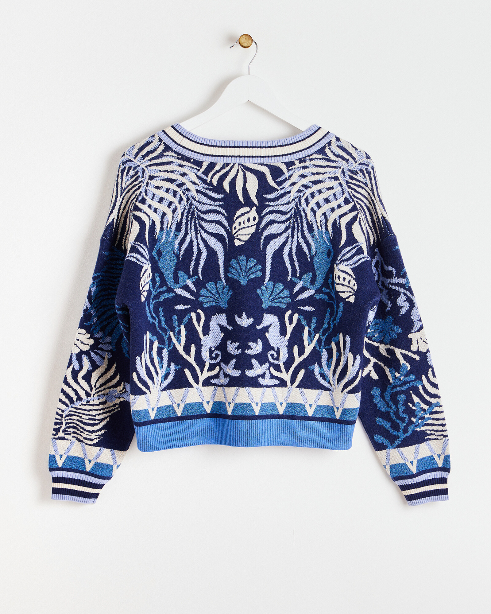 Ocean Blue Sparkle Knitted Cardigan | Oliver Bonas