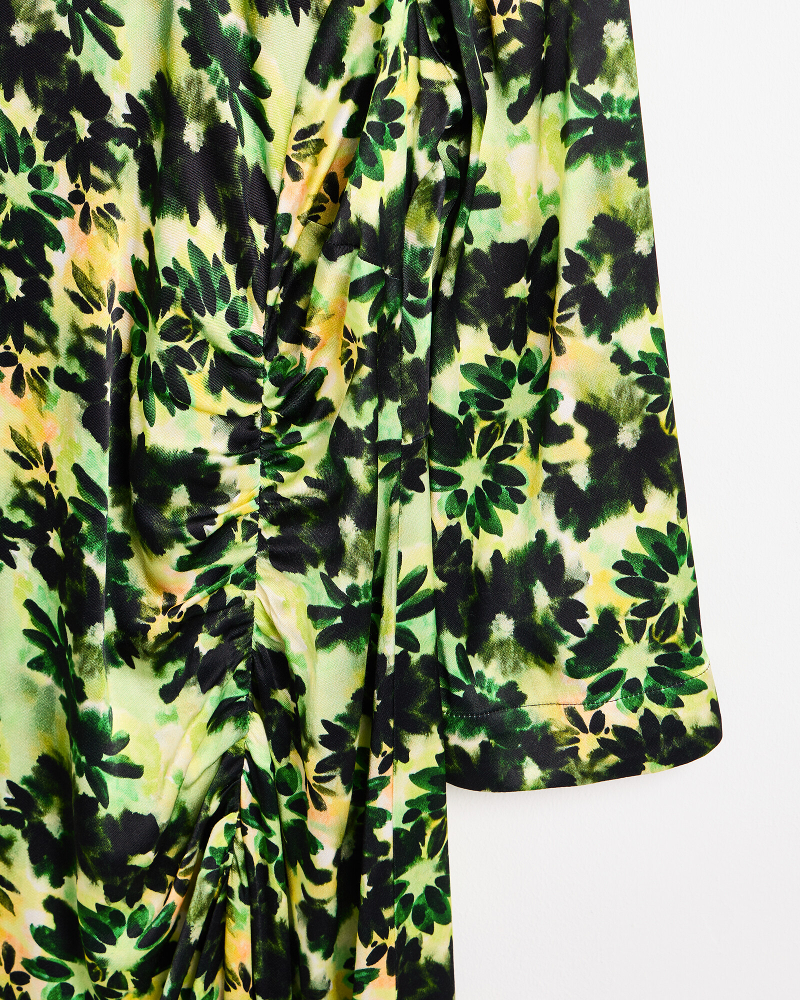 Inky Floral Print Yellow Midi Dress | Oliver Bonas