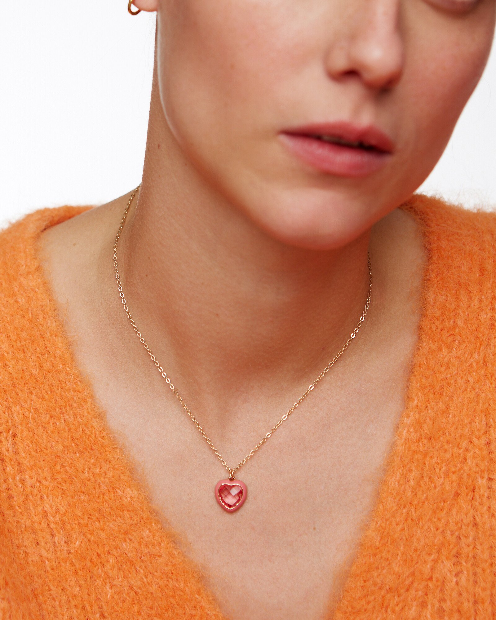 Hazel Pink Heart Pendant Necklace | Oliver Bonas