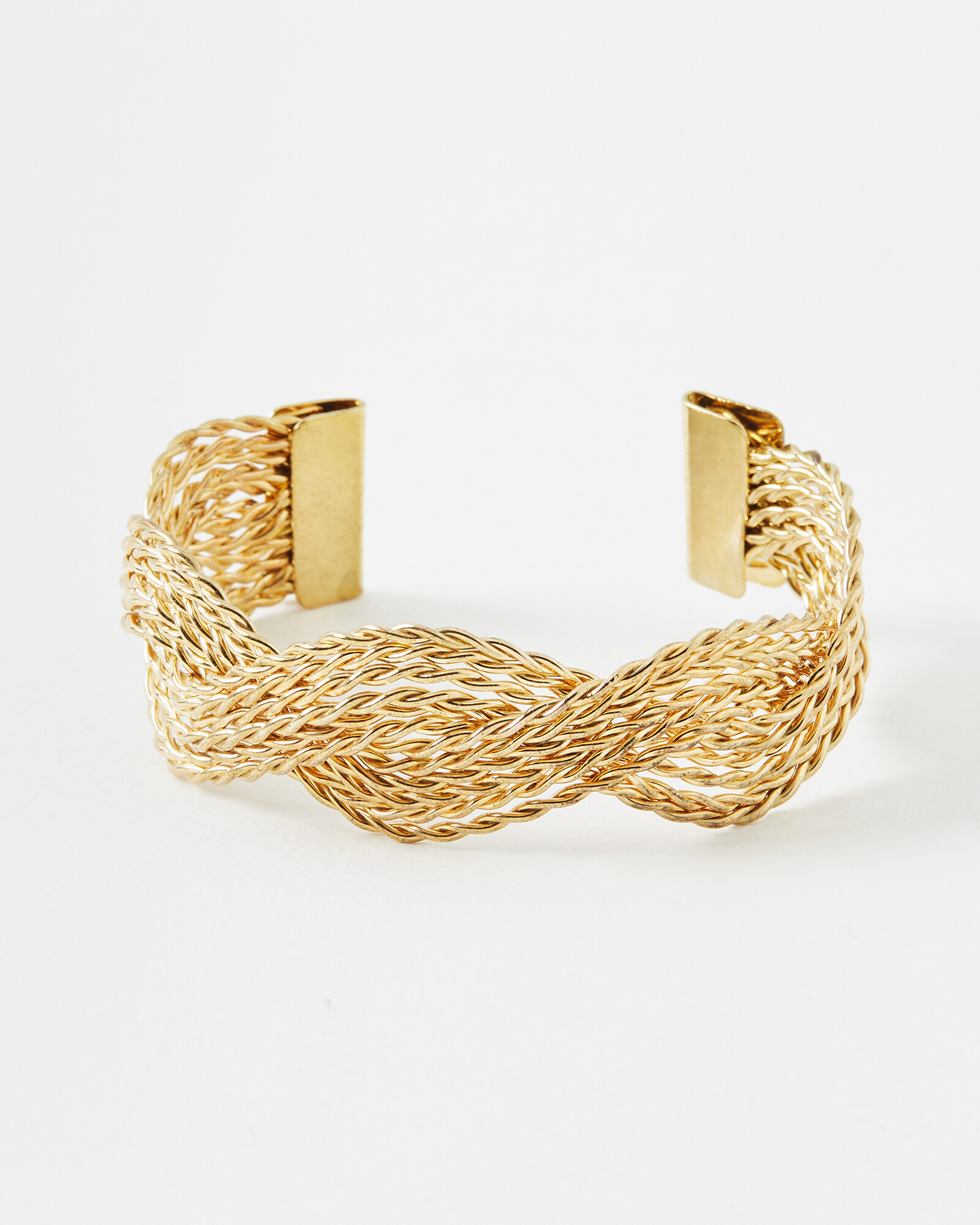 Indra Plaited & Twisted Gold Tone Cuff Bangle | Oliver Bonas