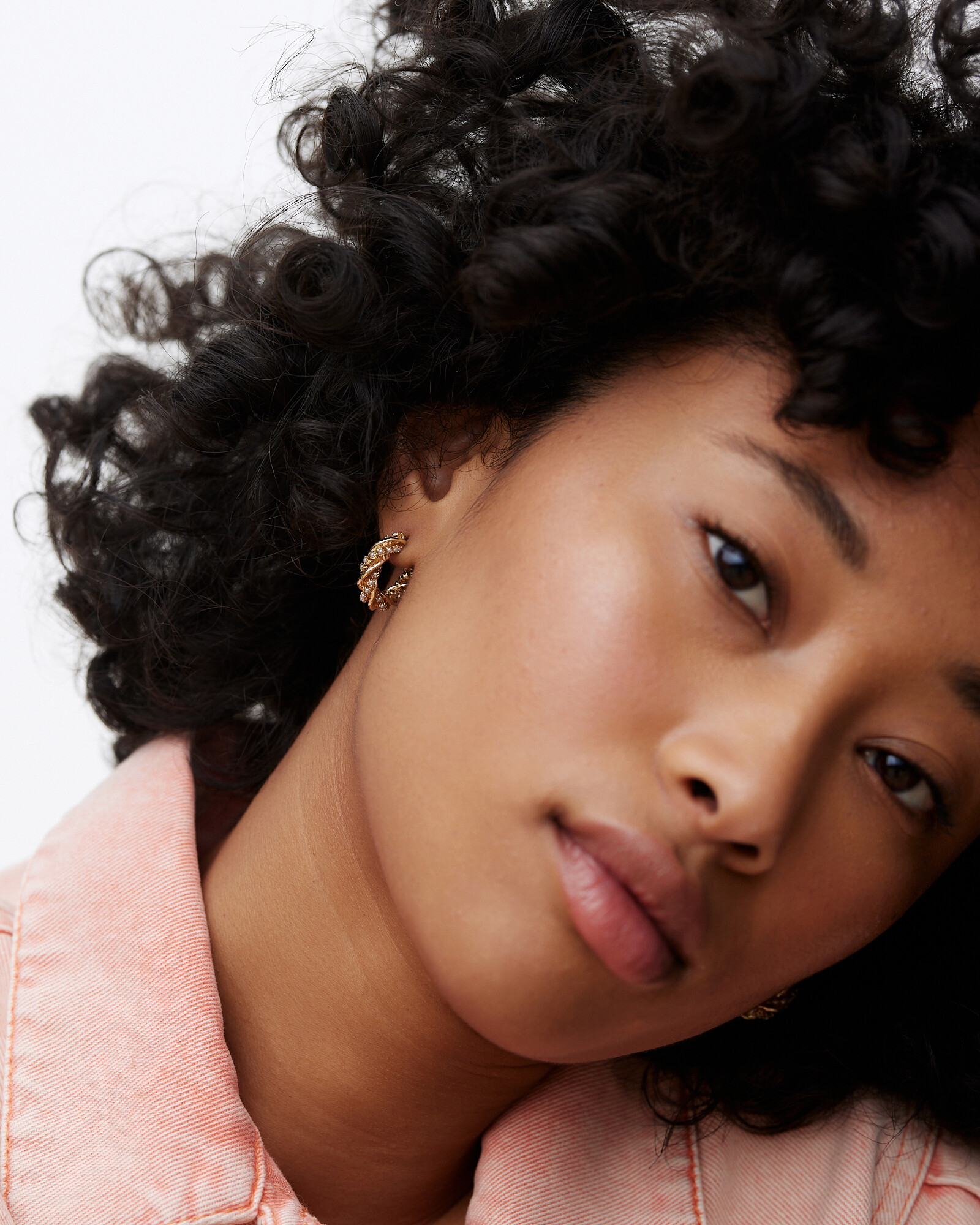 Azure Metal Twist Gold Tone Faux Pearl Hoop Earrings | Oliver Bonas