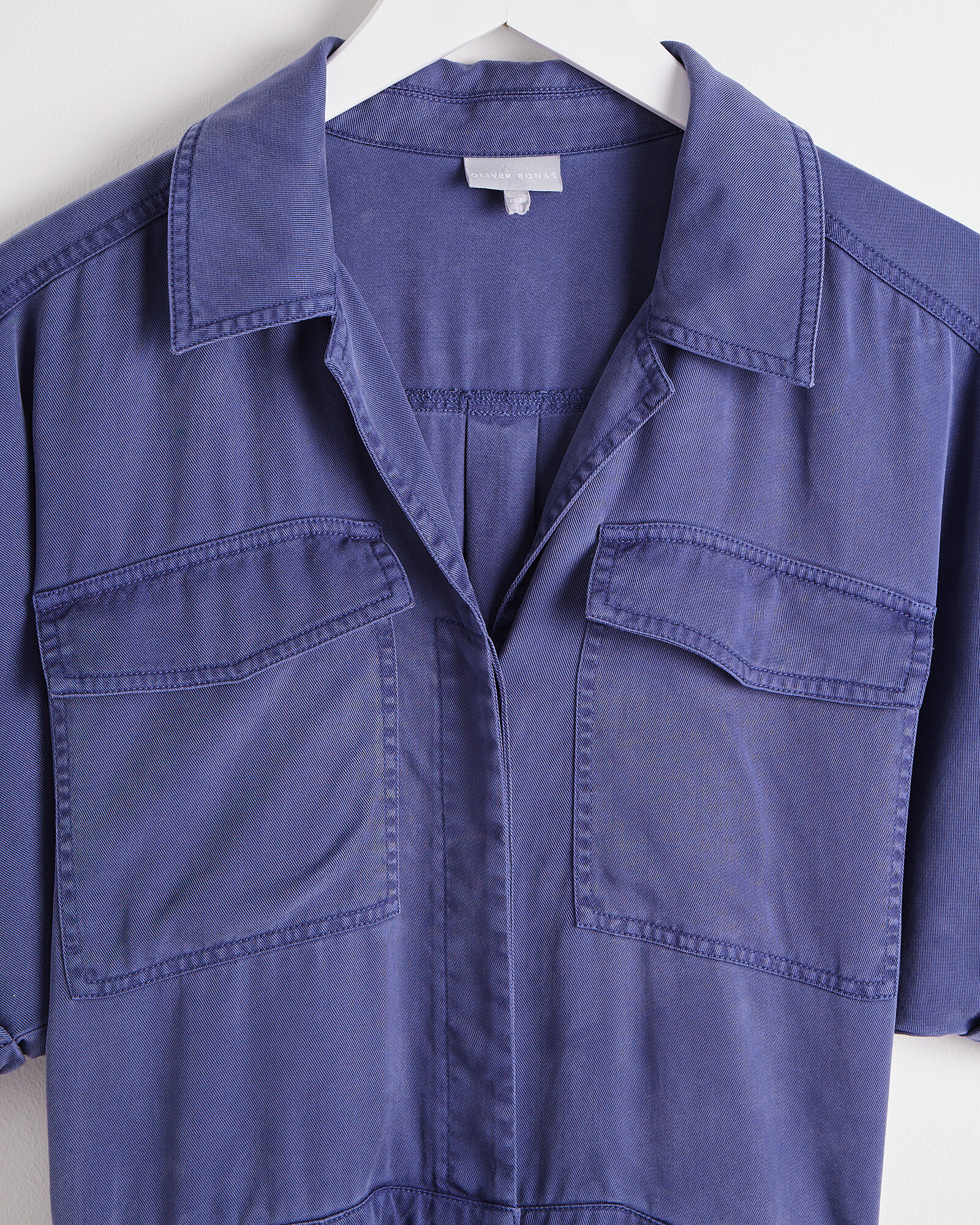 Navy Blue Short Sleeve Utility Jumpsuit | Oliver Bonas