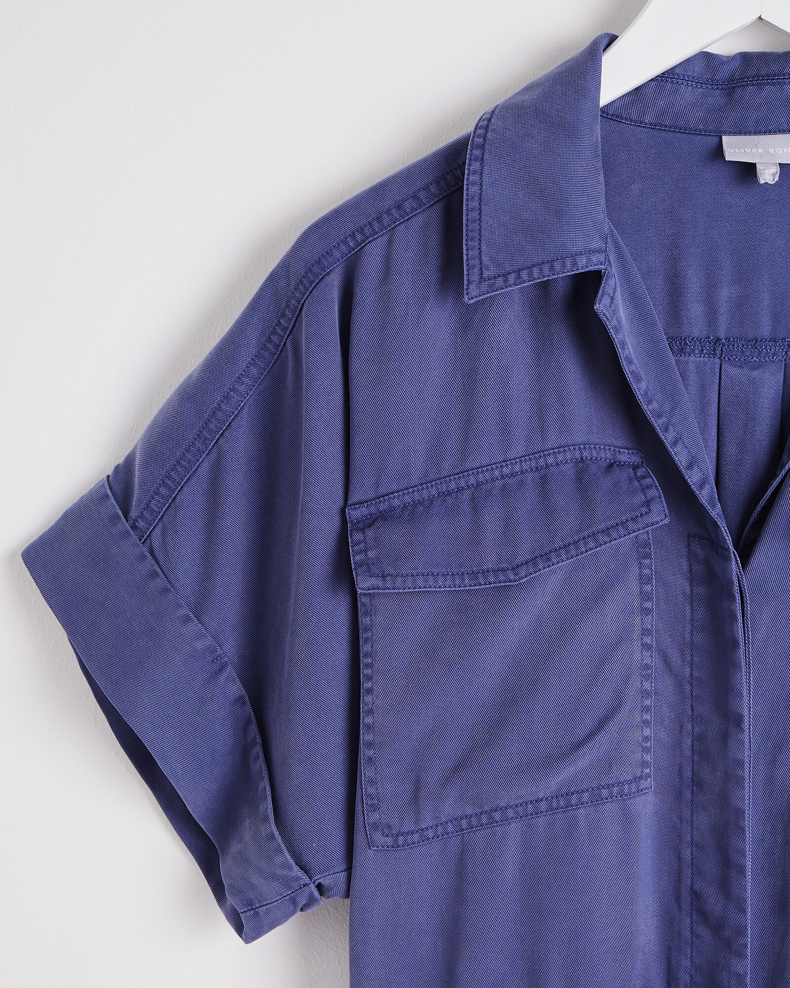 Navy Blue Short Sleeve Utility Jumpsuit | Oliver Bonas