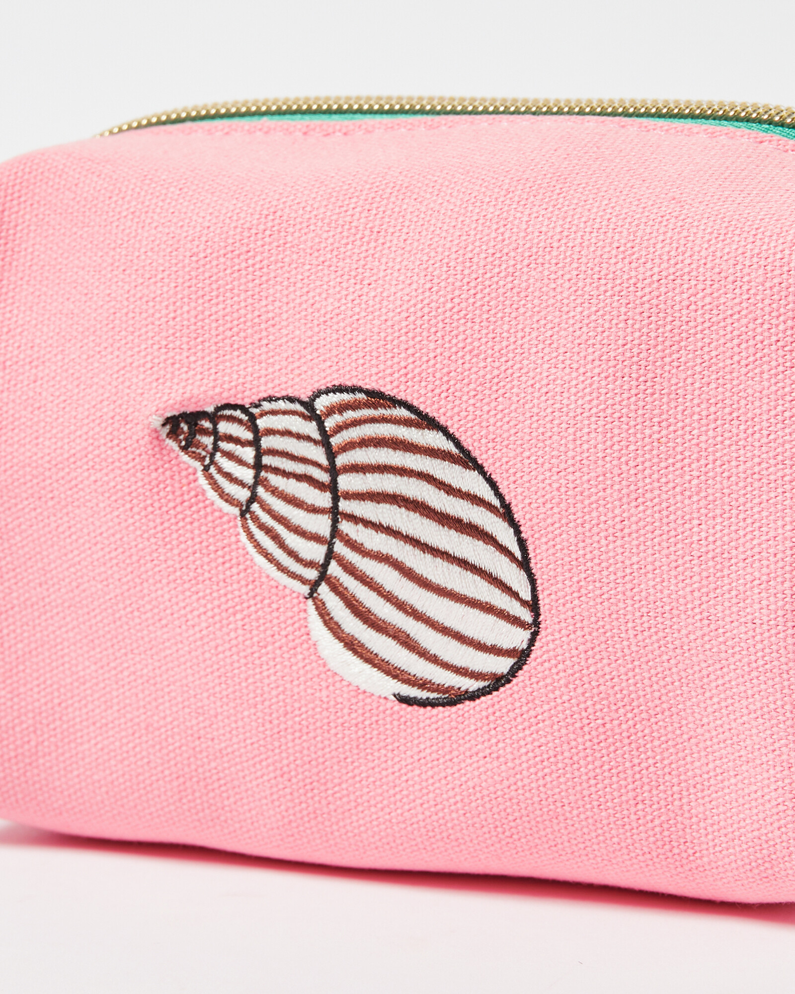 Shell Embroidered Pink Make Up Bag | Oliver Bonas