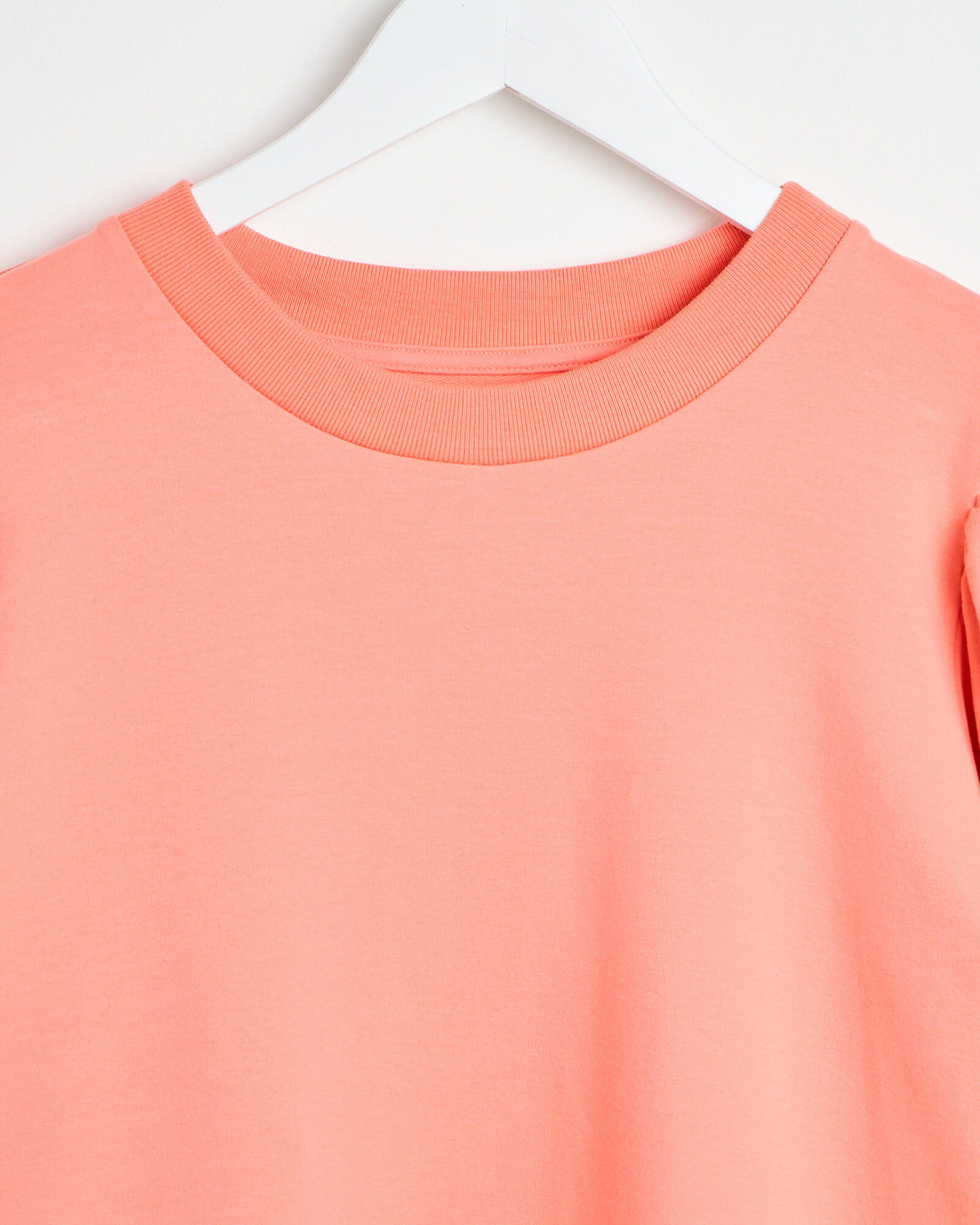 Coral Orange Puff Sleeve Sweatshirt | Oliver Bonas