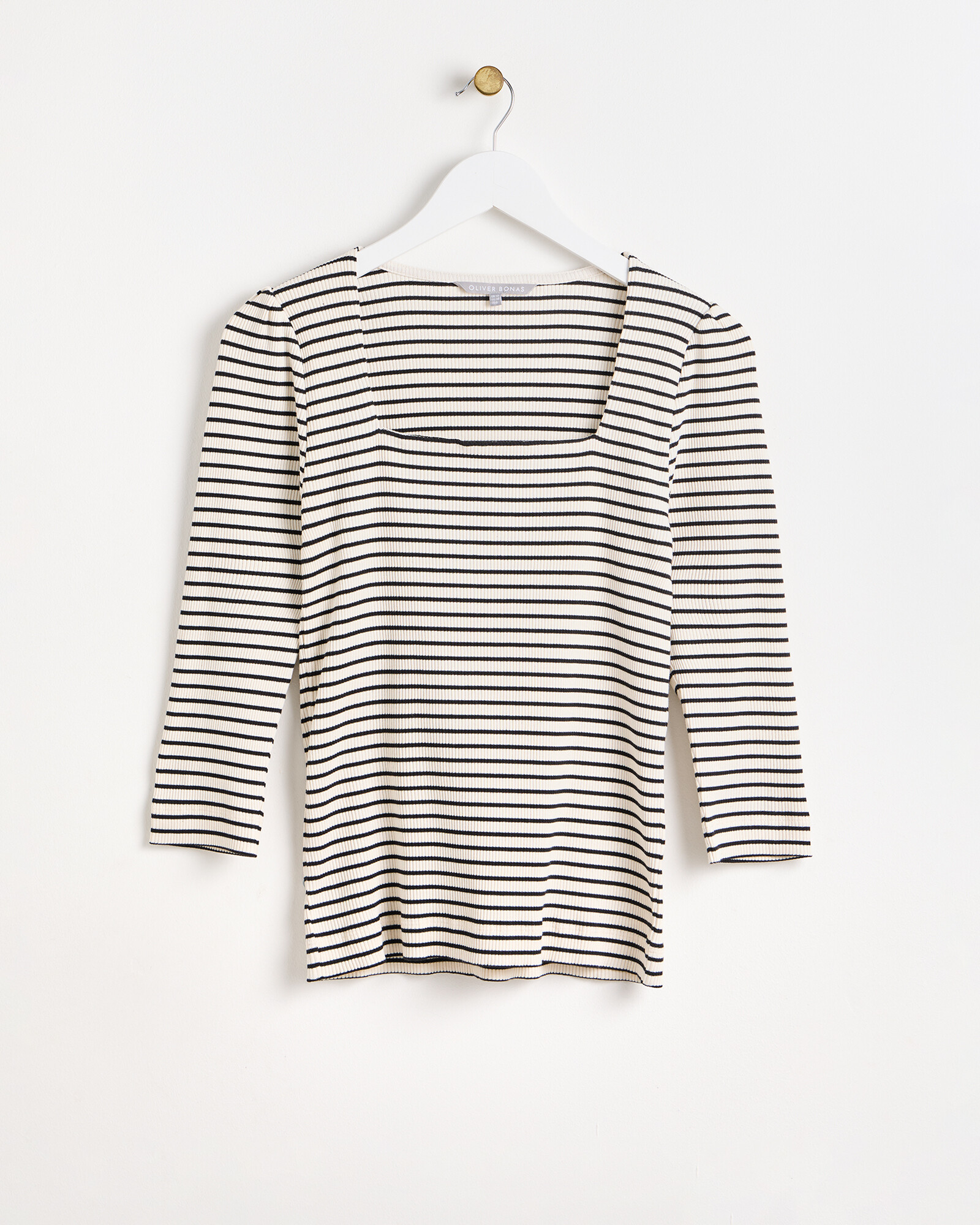 Black & White Stripe Ribbed Jersey Top | Oliver Bonas