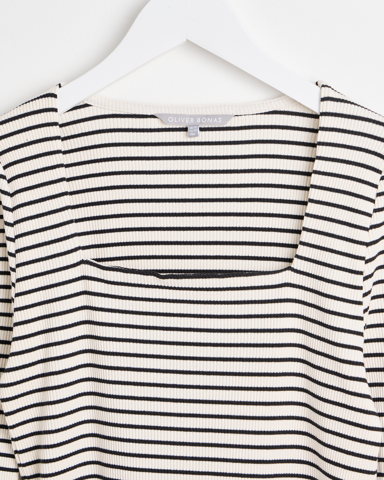 Black & White Stripe Ribbed Jersey Top | Oliver Bonas