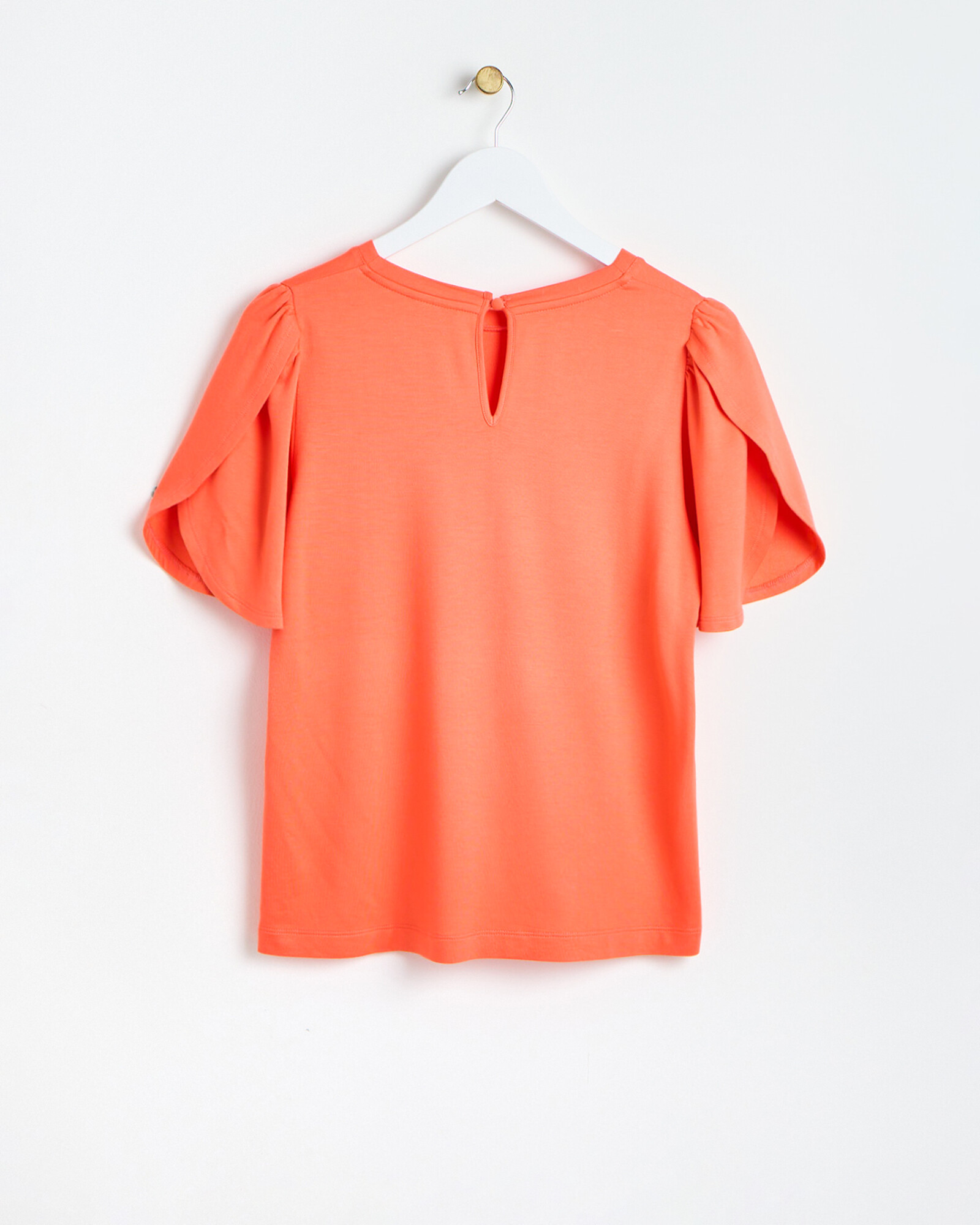 Orange Flutter Sleeve Jersey Top | Oliver Bonas