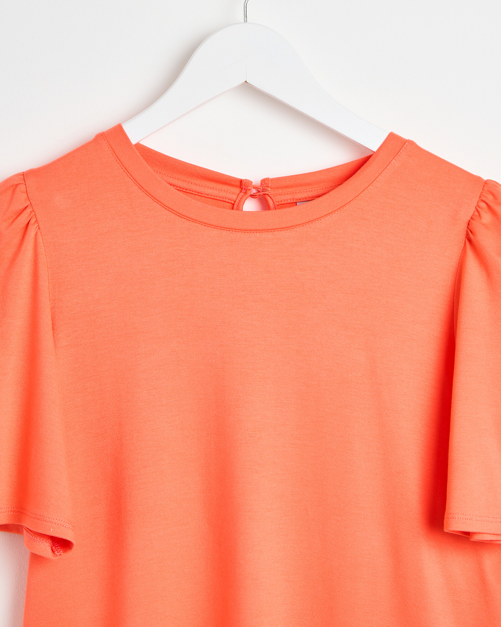 Orange Flutter Sleeve Jersey Top | Oliver Bonas