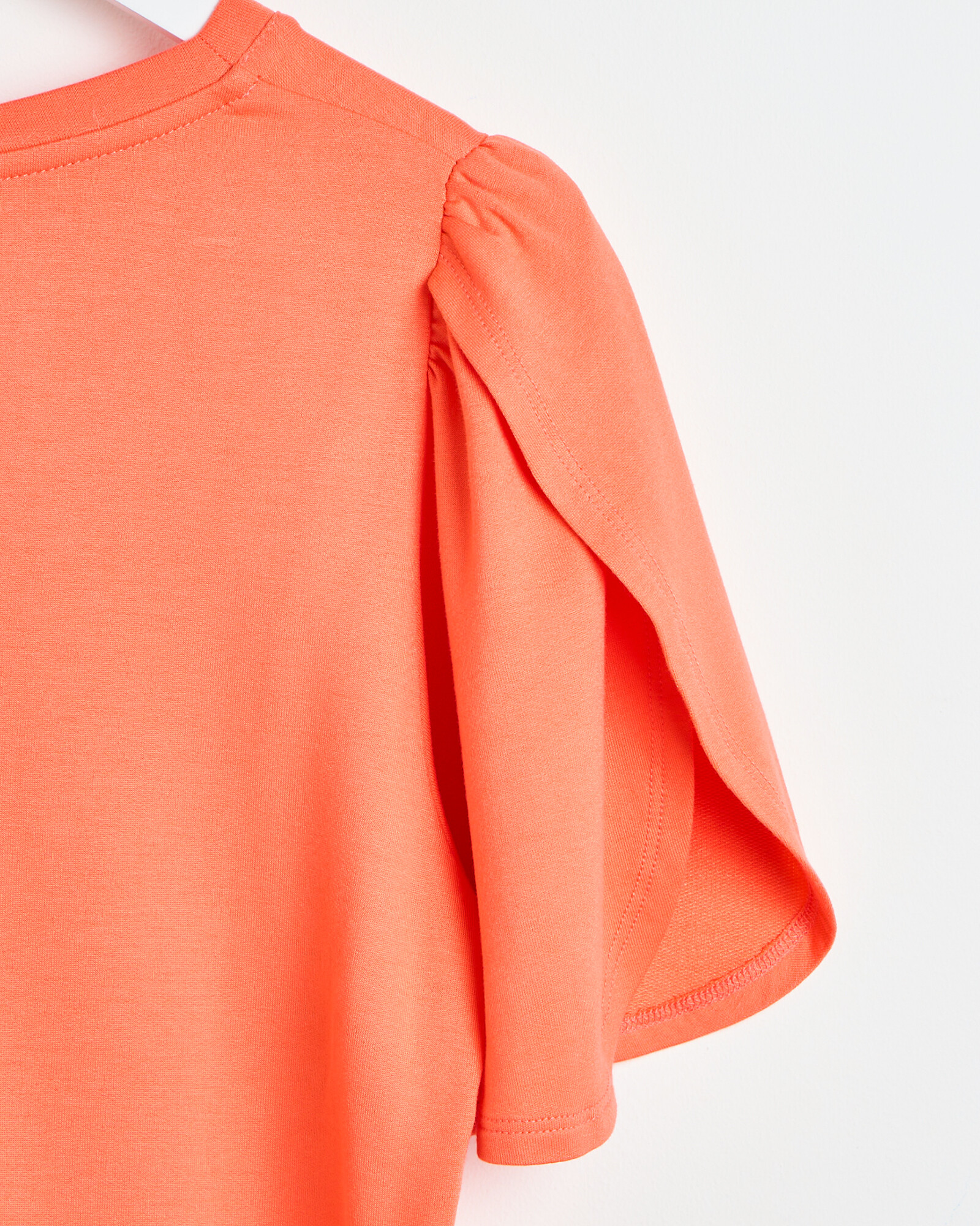 Orange Flutter Sleeve Jersey Top | Oliver Bonas