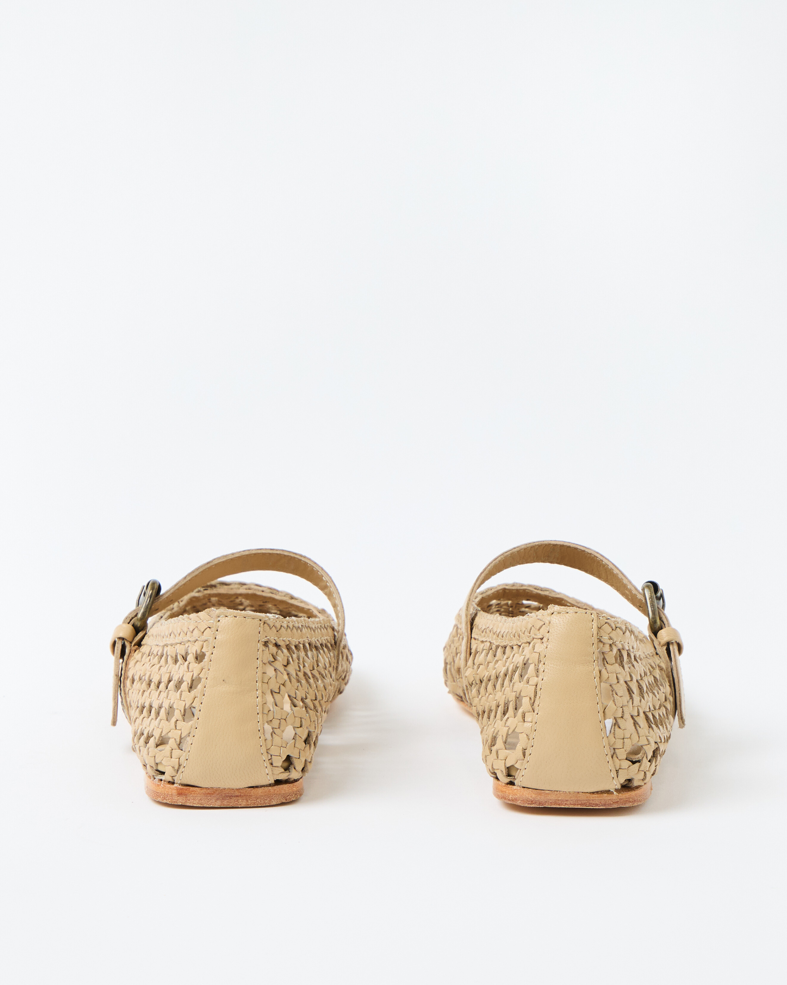 Asra Neve Woven Beige Leather Mary Janes | Oliver Bonas