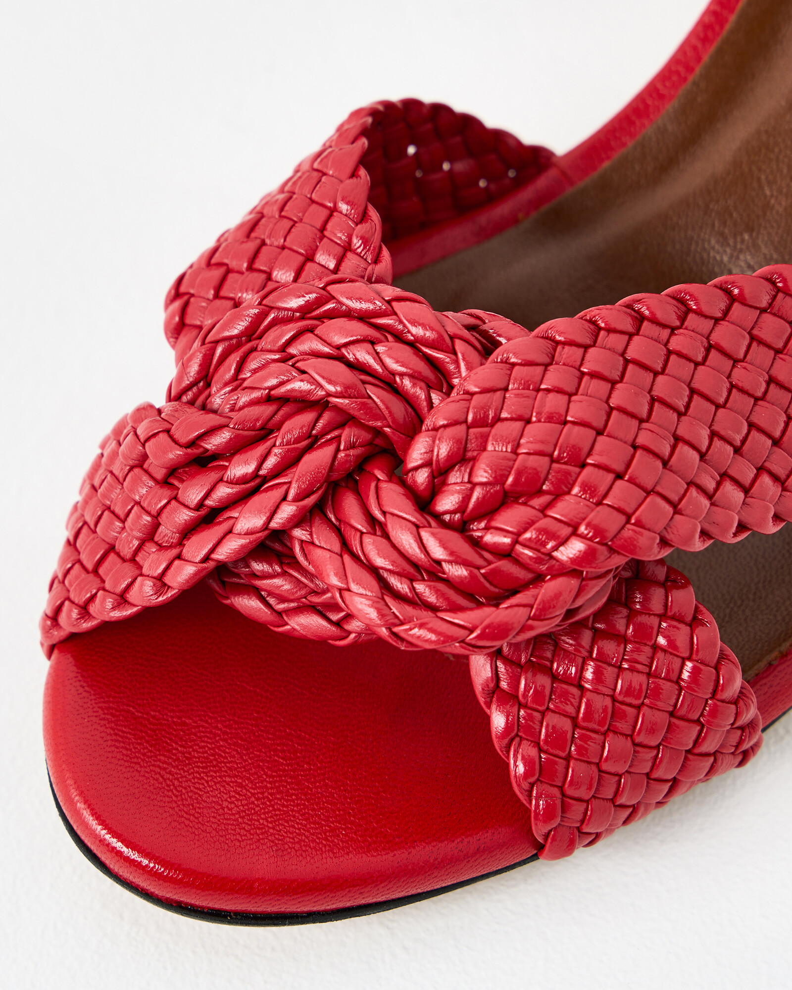 Anonymous Copenhagen Dilaya 55 Red Braided Leather Heeled Sandals ...