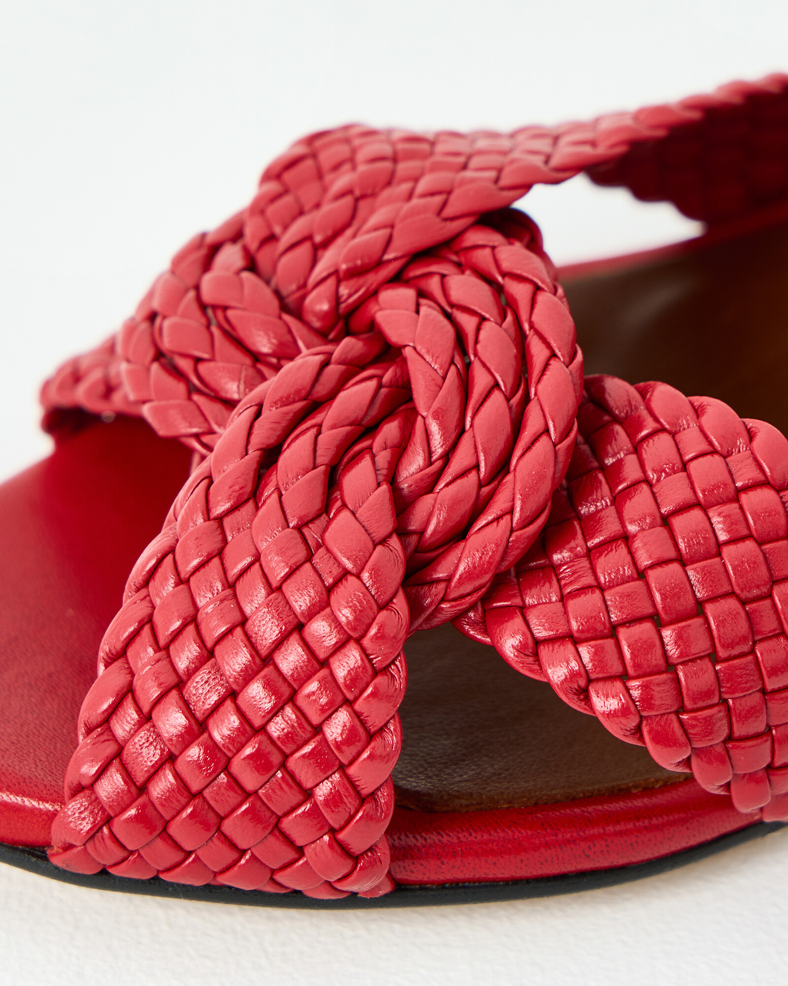 Anonymous Copenhagen Dilaya 55 Red Braided Leather Heeled Sandals ...