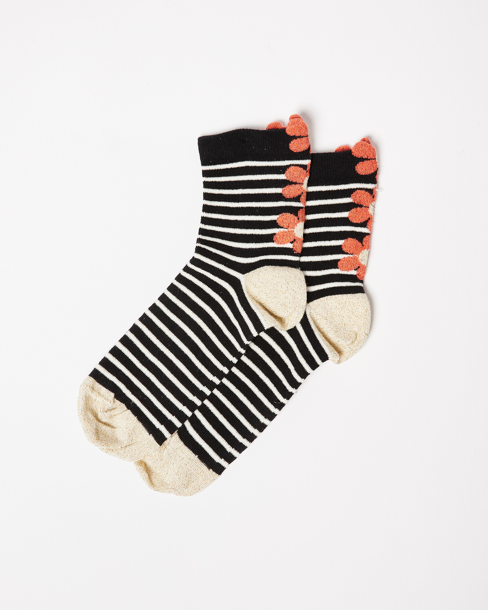 Black & Orange Flower Ankle Socks | Oliver Bonas
